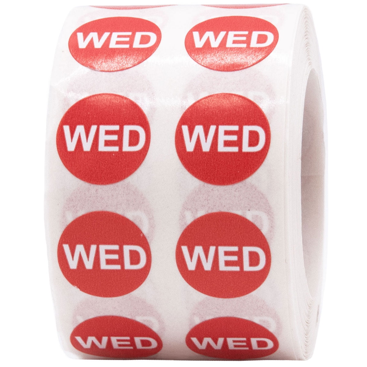 Red Wednesday Days of the Week Stickers | 0.5" Inch Round | 1000 Pack ...