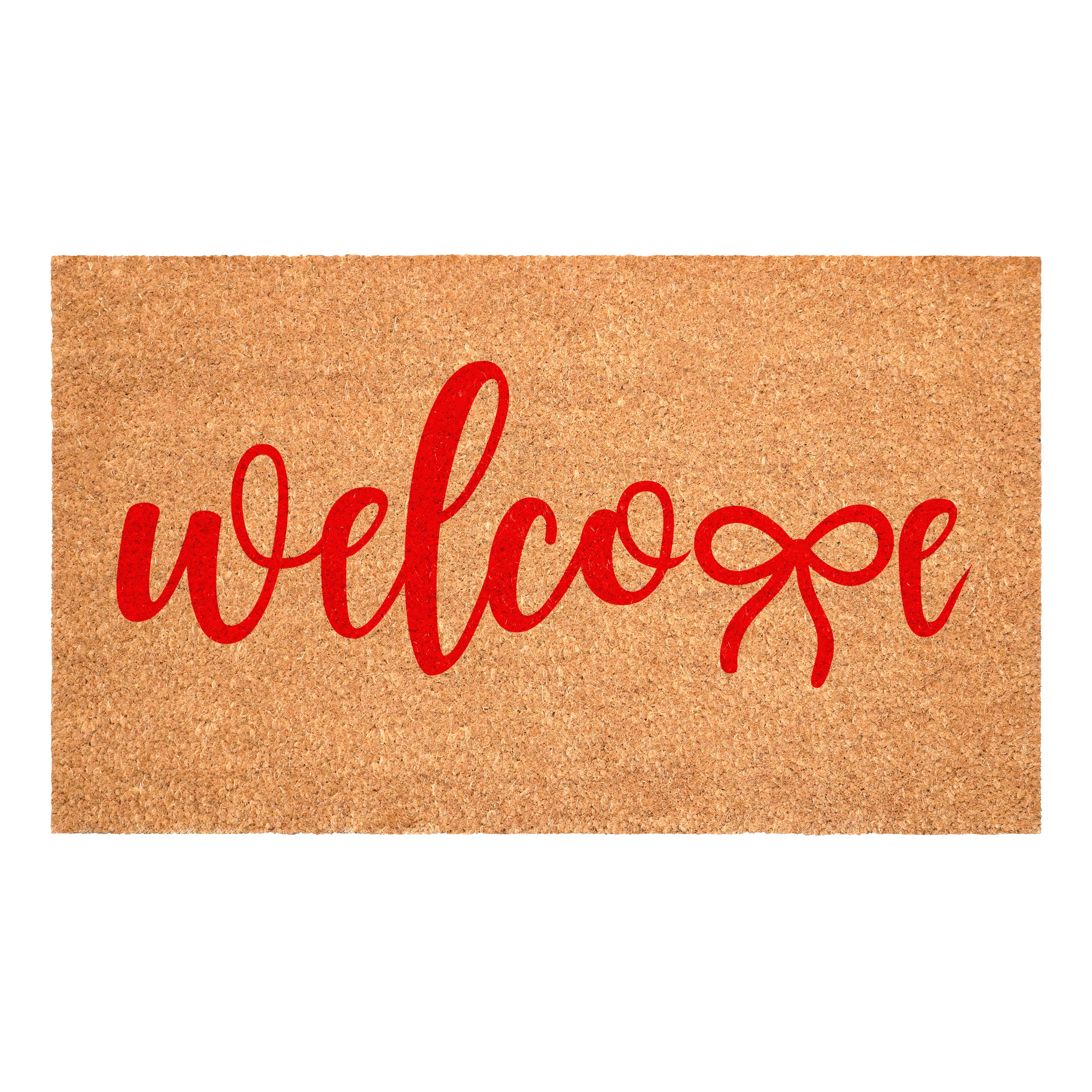 Red Welcome Bow Doormat, 17" x 29" - Walmart.com