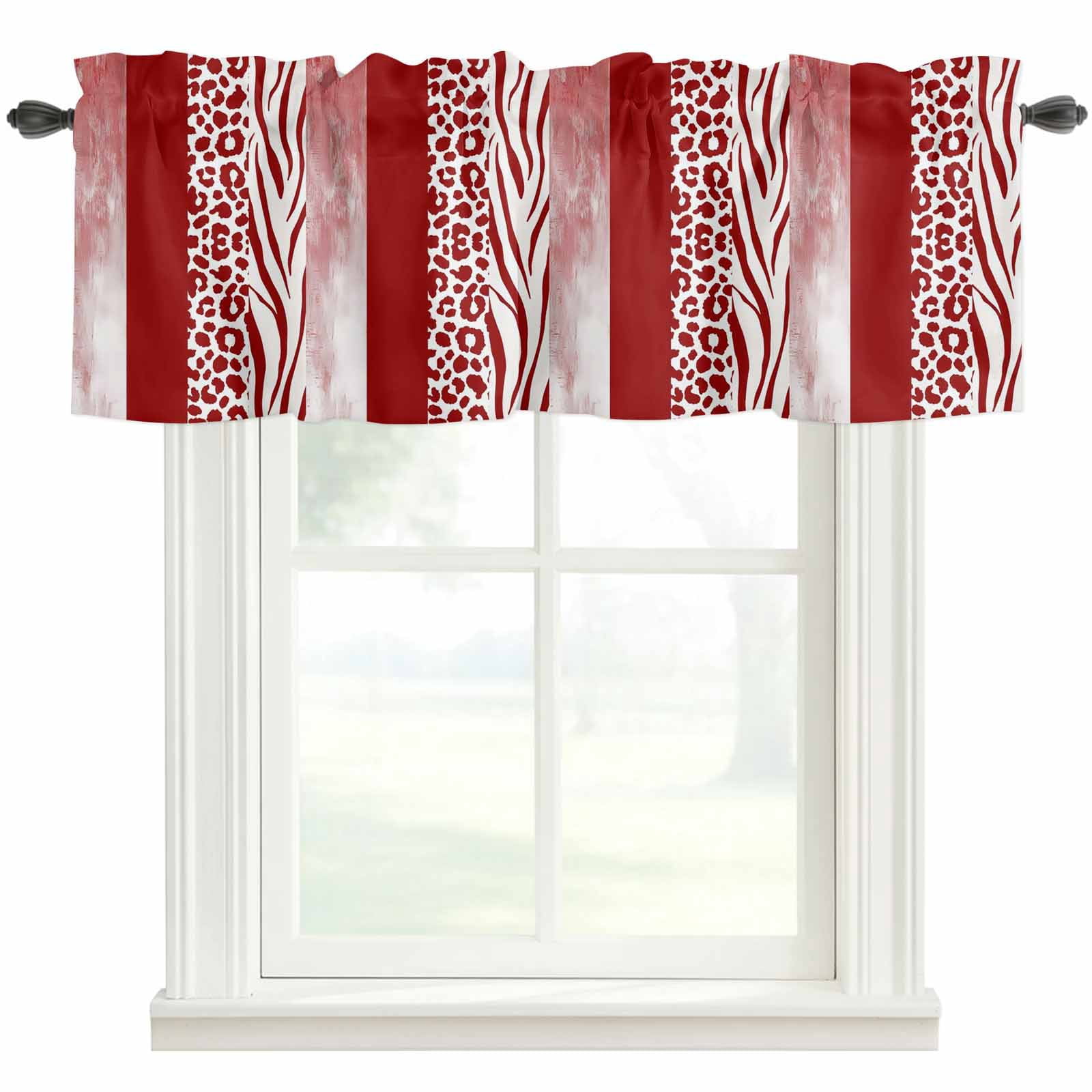 Red Western Valances for Windows Tiger and Leopard Print Vertical ...