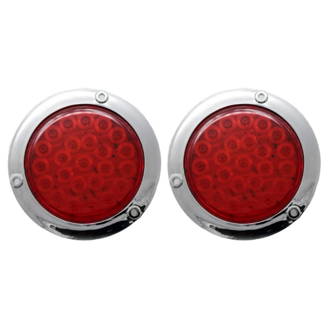 Red/White/Amber 4" Round LED Trailer Tail BSL1 Light 24 LED Chrome ...