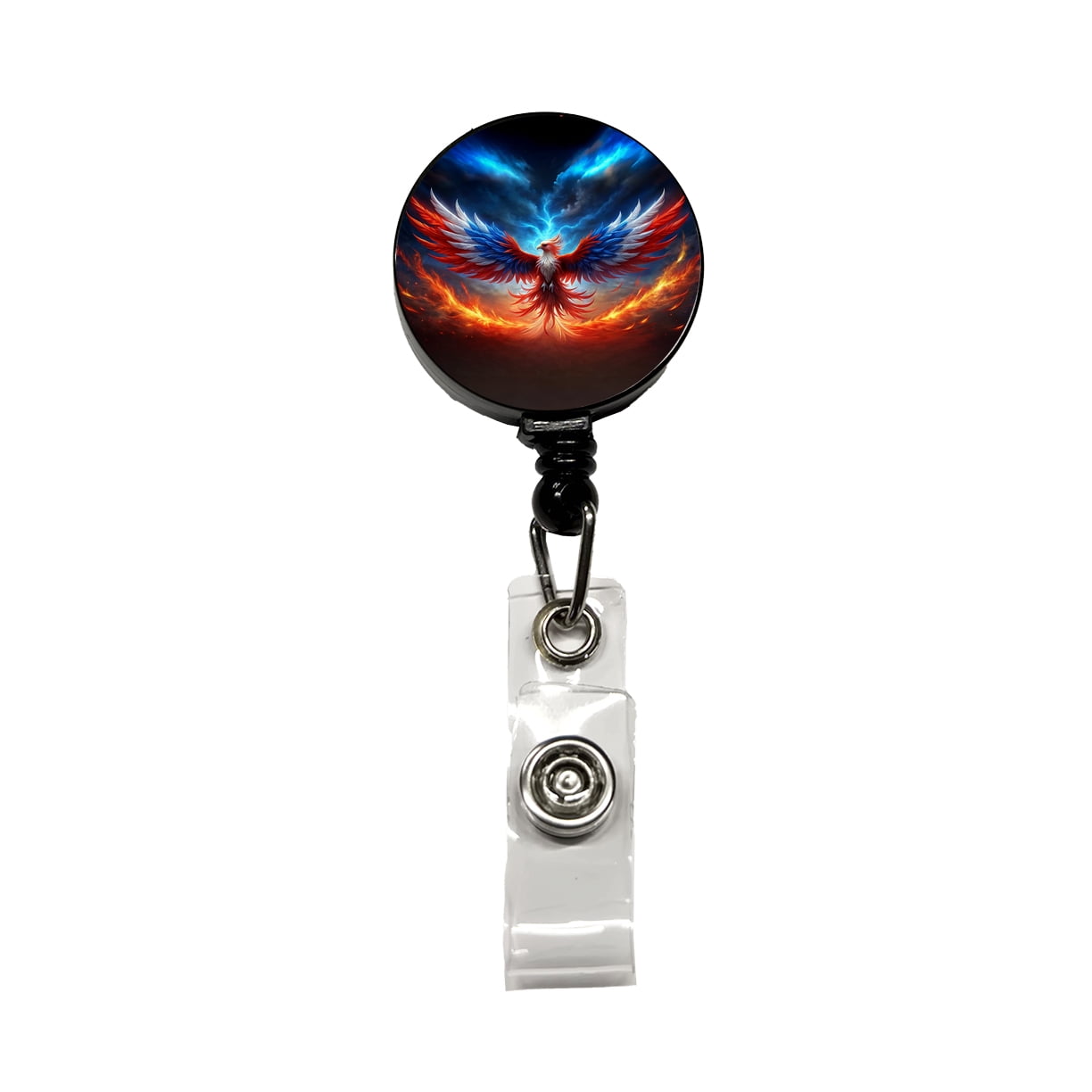 Red White And Blue Phoenix Rising Retractable Reel ID Badge Key Card ...