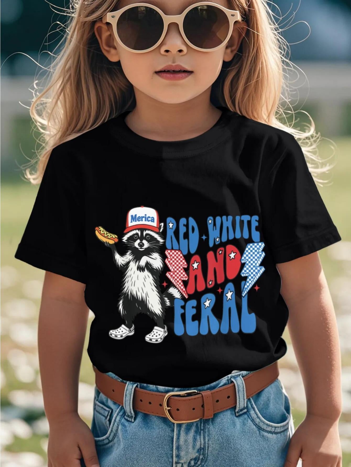 Red White And Feral Funny Raccoon 4th of July Patriotic Novelty ...