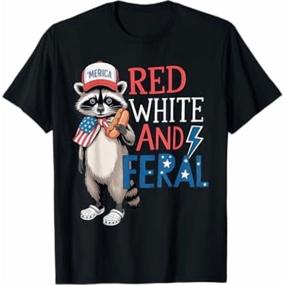 Red White And Feral Raccoon 4th Of July T-Shirt - Walmart.com