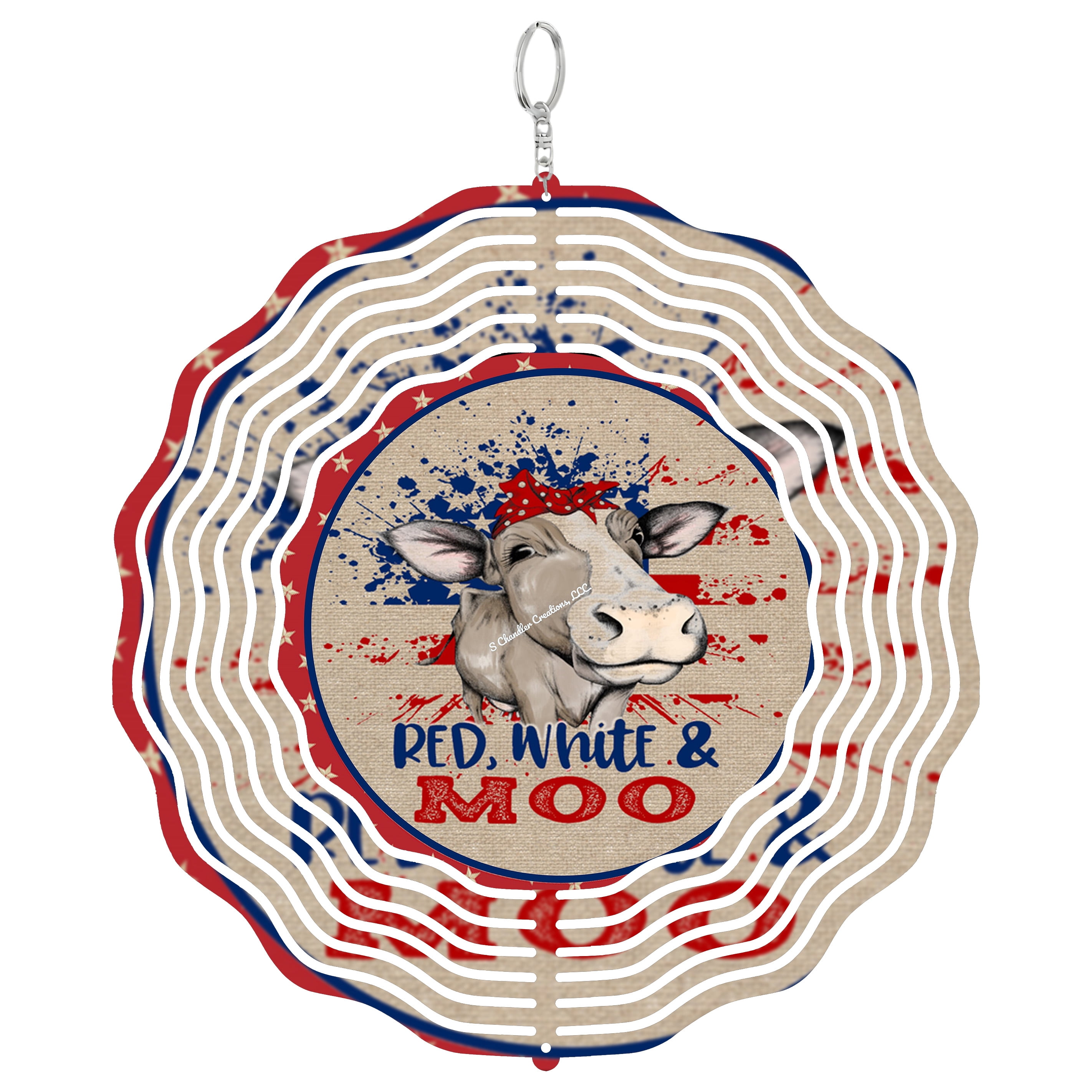 Red White And Moo Patriotic Cow 3D Wind Spinner, 4th Of July Kinetic ...