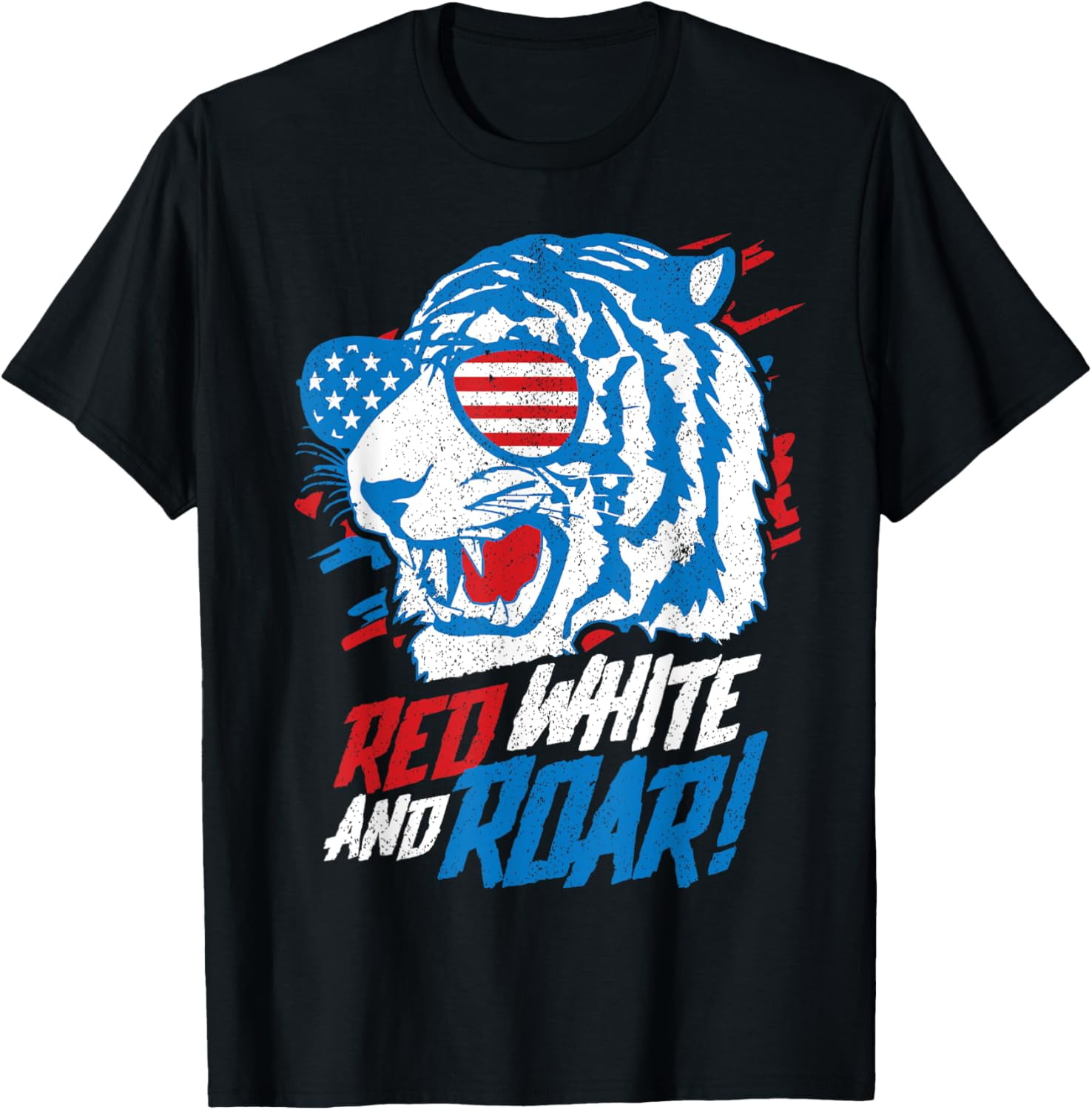 Red White And Roar Tiger 4th Of July USA American Flag Funny Creative ...