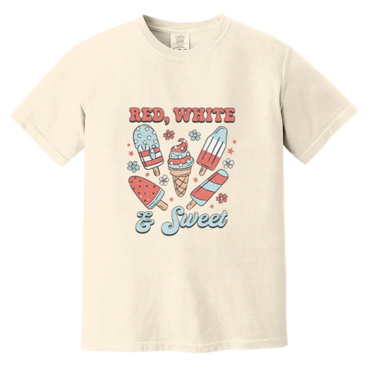 Red White And Sweet Patriotic Ice Cream 4th Of July Comfort Color T ...