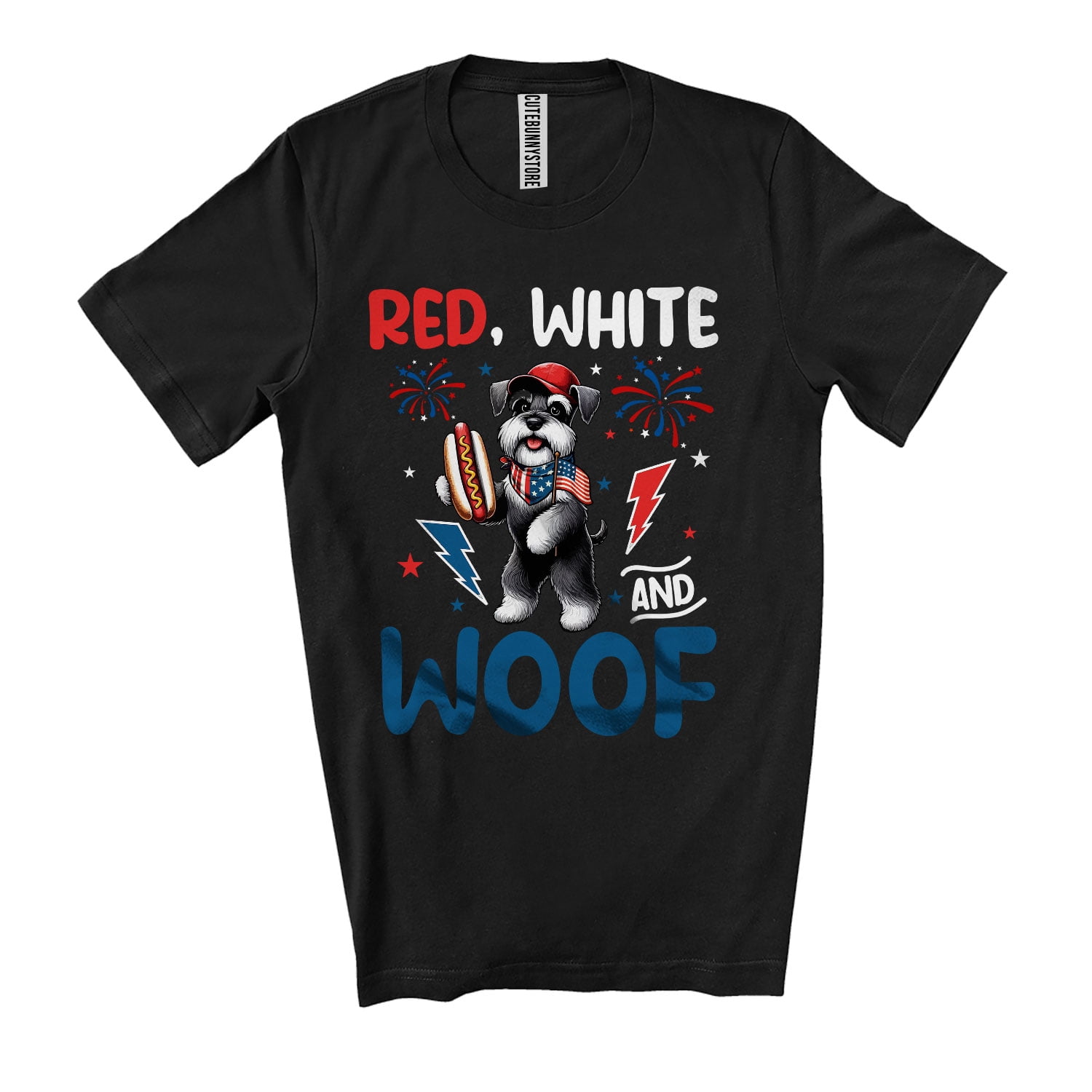Red White And Woof; Humorous 4th Of July Schnauzer With Hot Dog ...