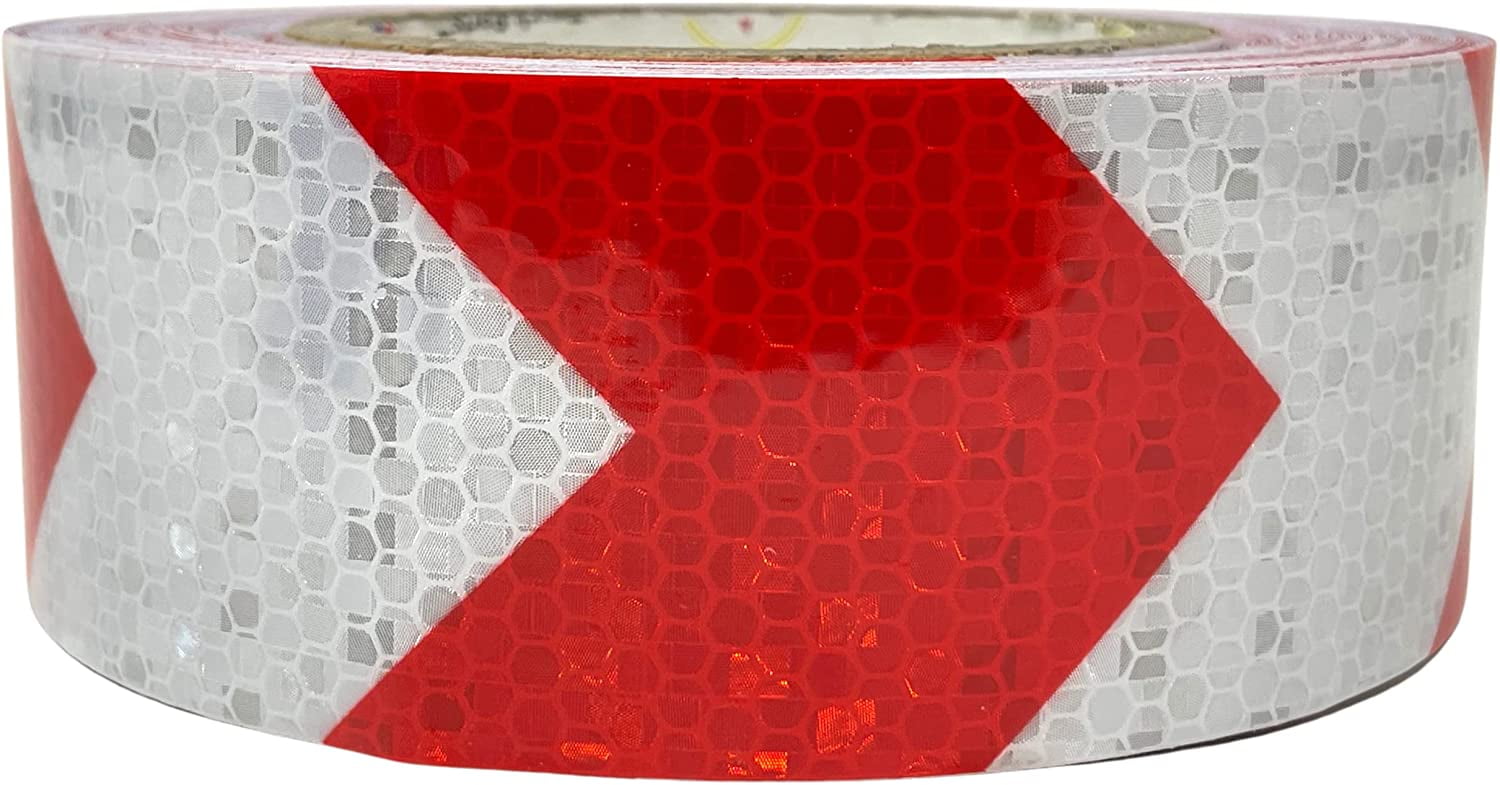 Red/White Arrow Reflective Tape, 2" Hazard Warning Tape Waterproof ...
