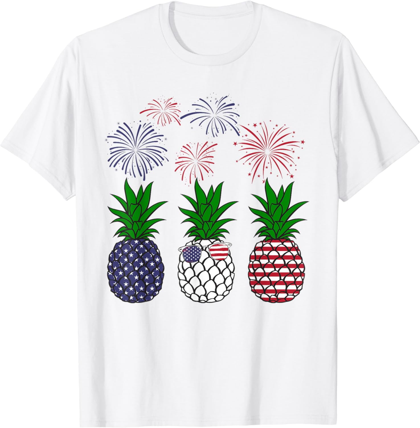 Red White BLue Pineapple USA Flag Firework 4th Of July Shirt - Walmart.com