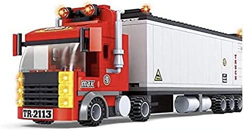 Red White Big Rig Semi Truck - Building Blocks Toy Vehicle Set |General ...