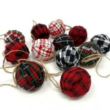 Red, White & Black Mini Buffalo Plaid Homespun Christmas 1.5" Ball ...