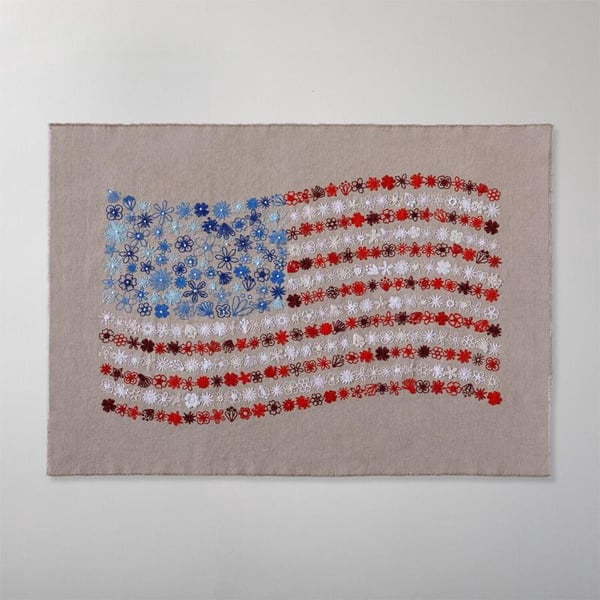 Red, White & Bloom Embroidery Kit – Patriotic Floral American Flag DIY ...