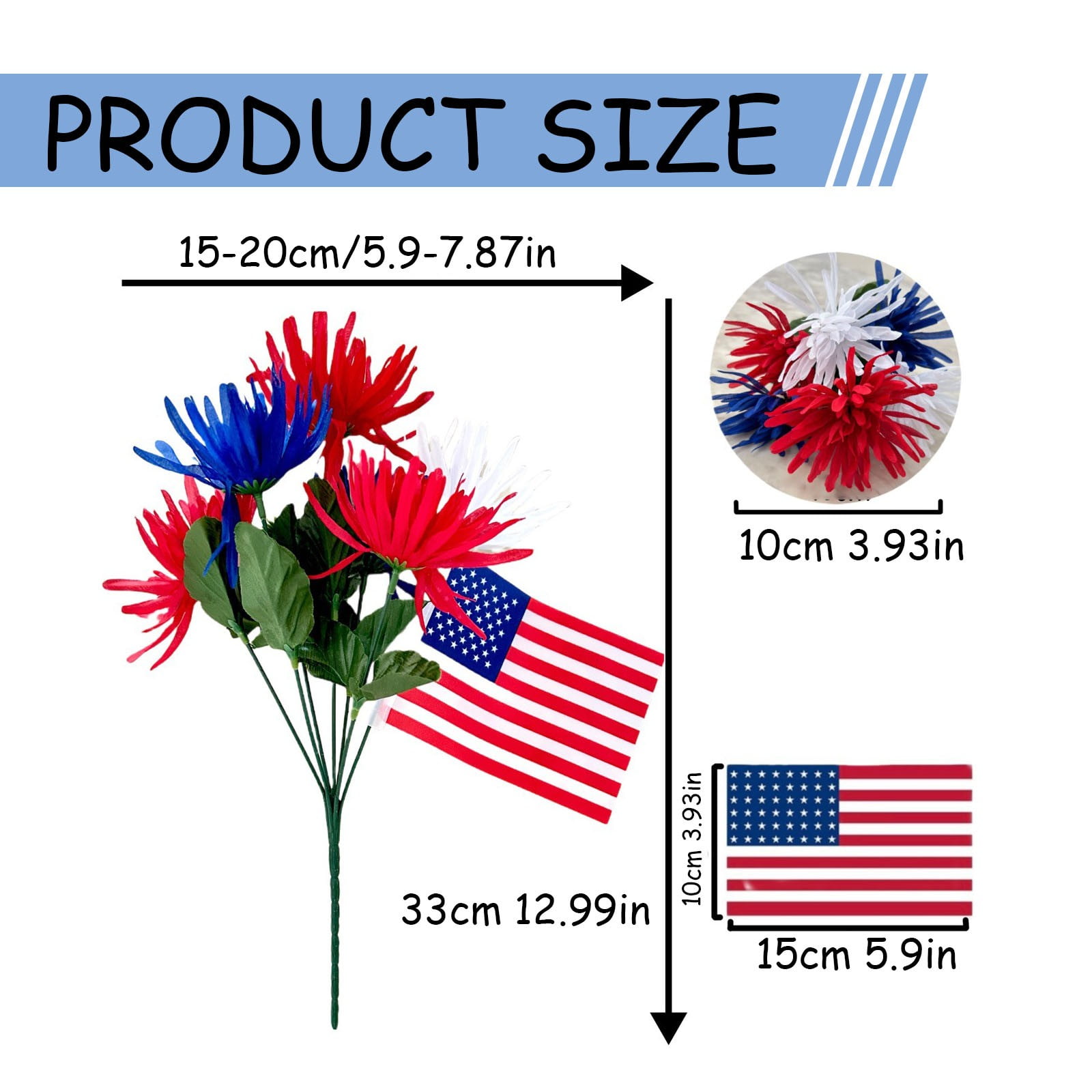 Red White Blue Artificial Flowers Patriotic Silk Roses Daisies & for ...