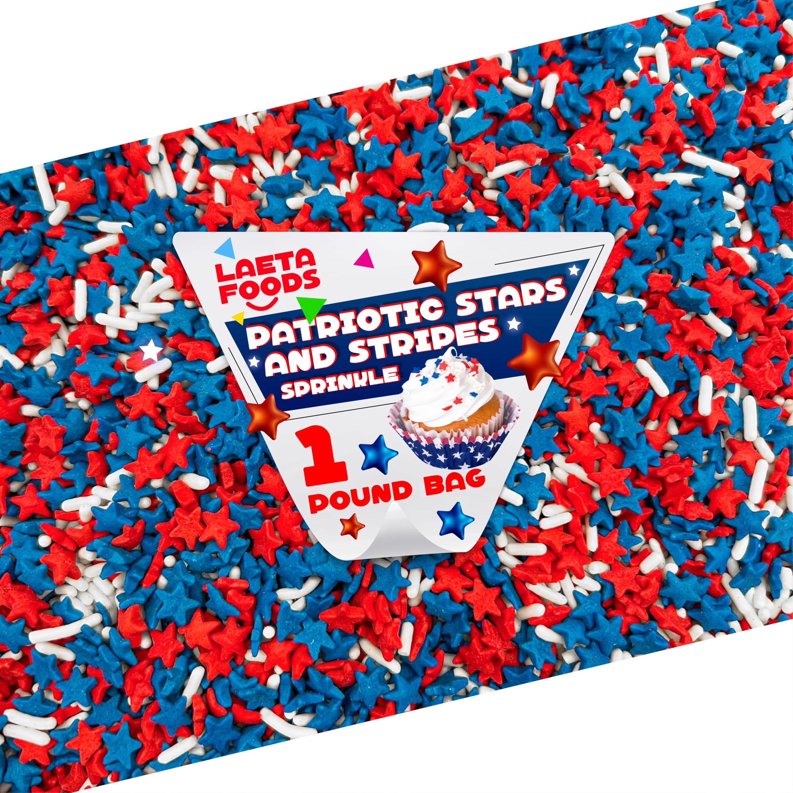Red White and Blue BDF32 Sprinkles | 1 Pound Bag | Patriotic Stars and ...