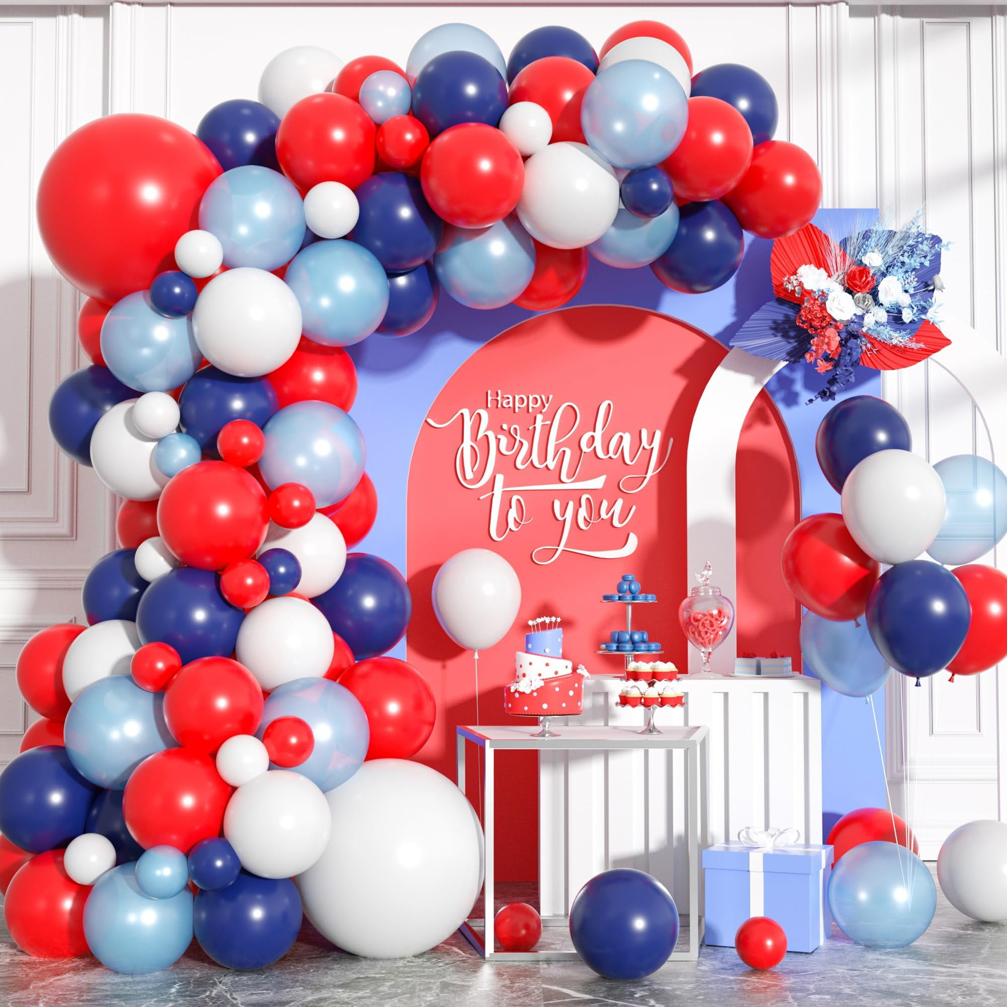 Red White Blue Balloon Arch Kit, NSD3 Navy Blue Blue Red White Latex Balloons, Blue Red Birthday ...