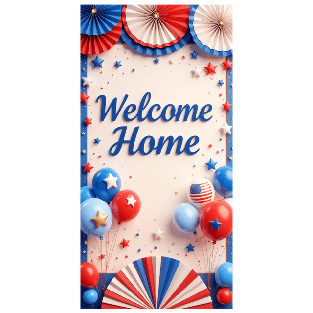 Red White Blue Balloon Welcome Home Banner Decorative Stars Patriotic ...