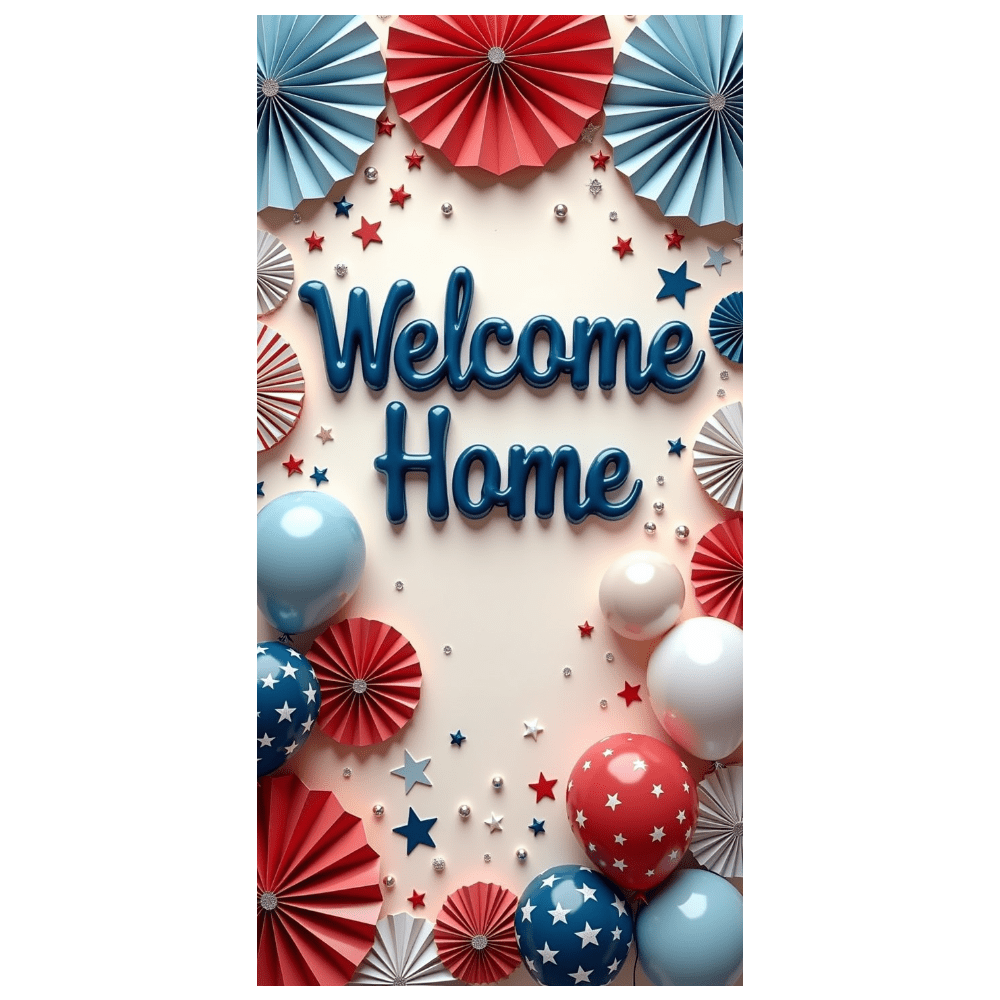 Red White Blue Balloon Welcome Home Banner Decorative Stars Patriotic ...