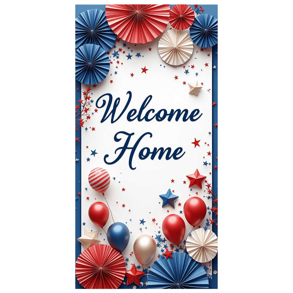 Red White Blue Balloon Welcome Home Banner Decorative Stars Patriotic ...