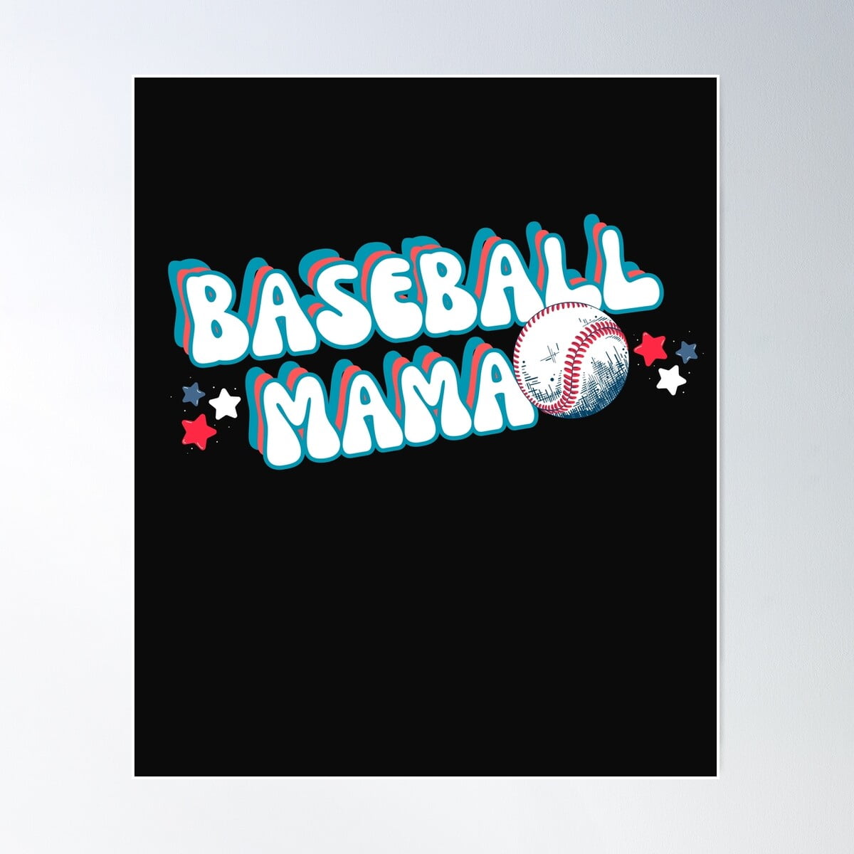 Red, White, Blue Baseball Mama Poster Wall Art, Modern Wall Decor For ...