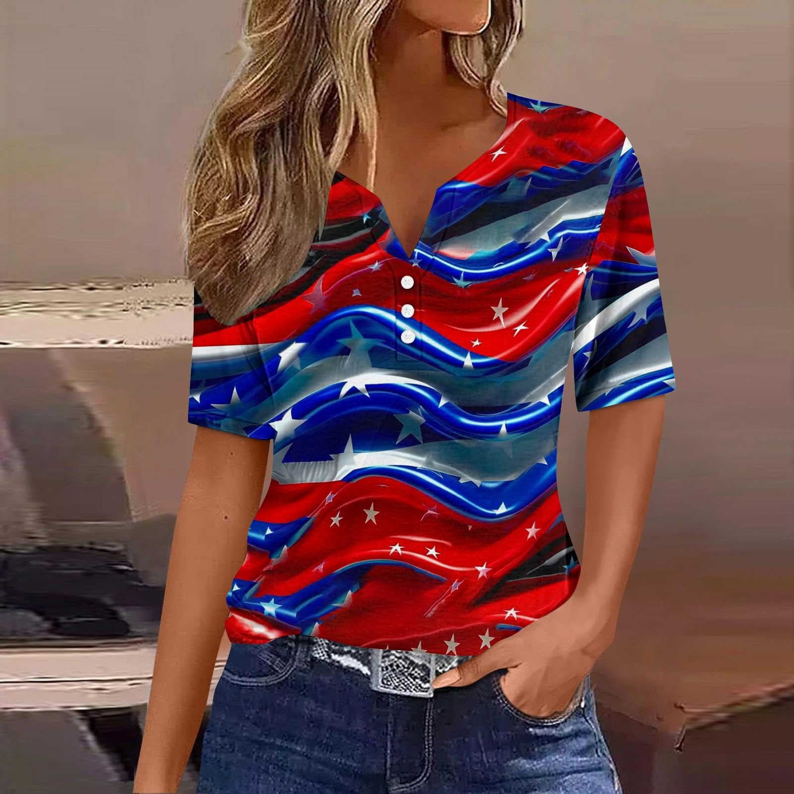 Red White and Blue Blouse for Women American Flag Shirts for Women Red ...