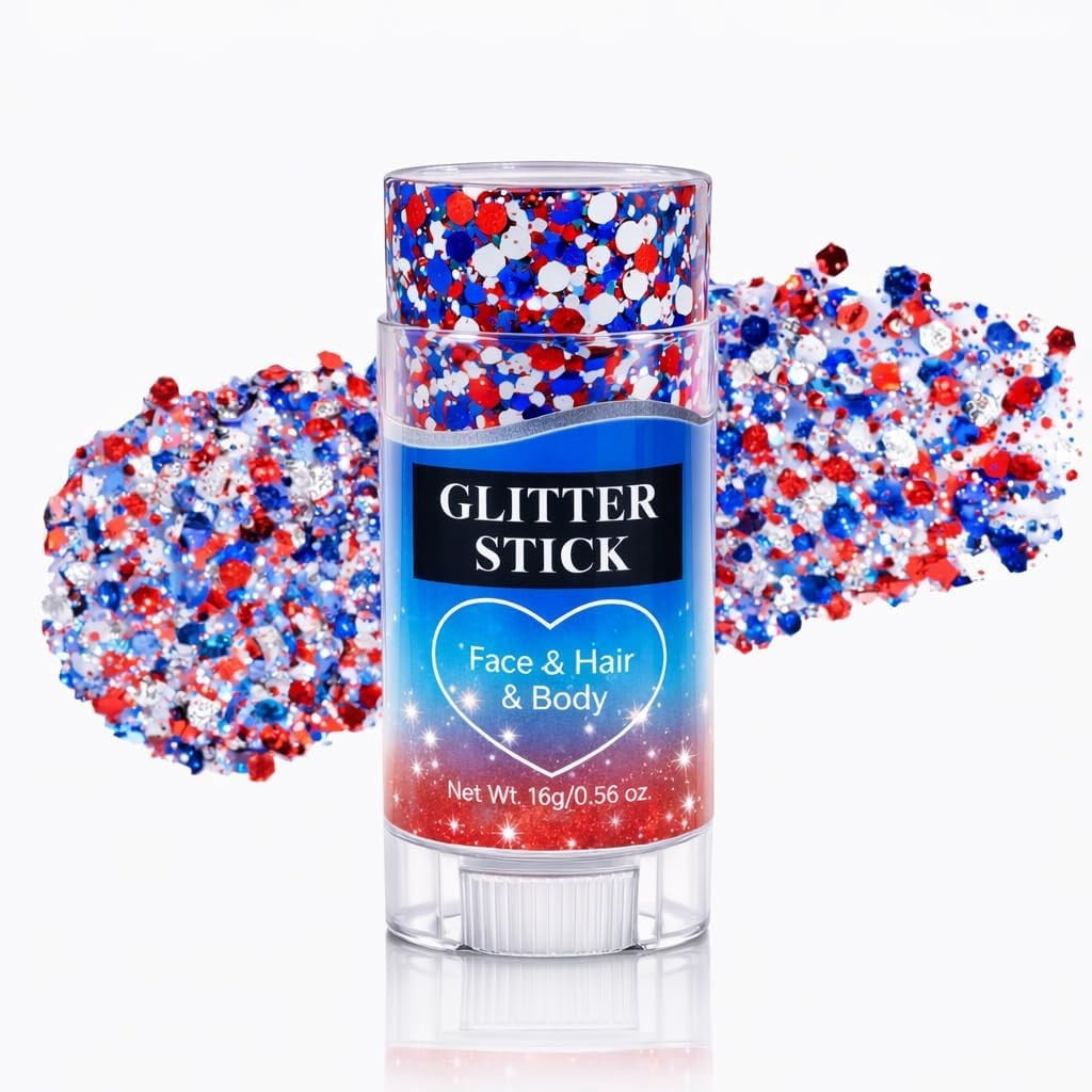 Red White & Blue Body Glitter Stick, Sparkly Face Glitter Makeup ...