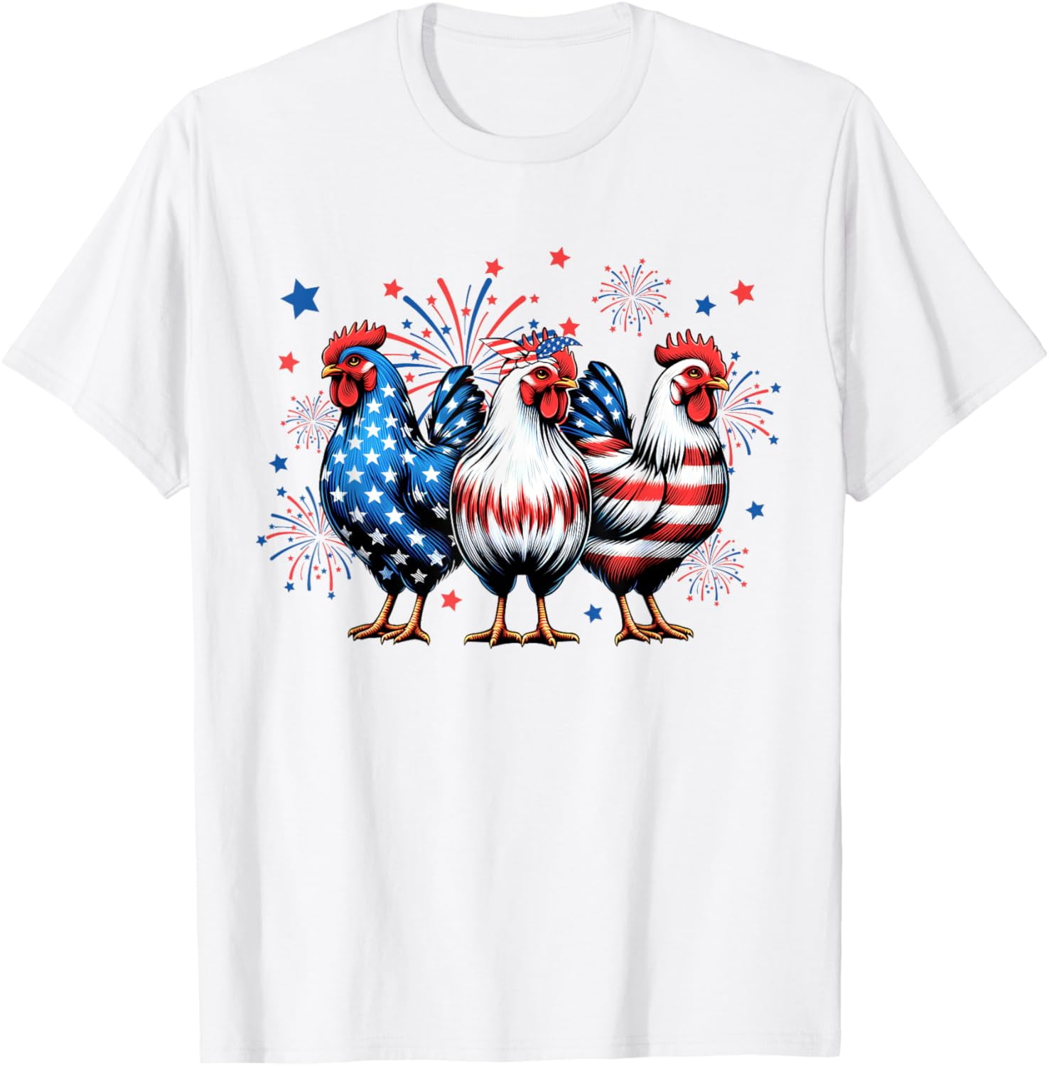 Red White Blue Chicken USA Flag Firework 4th Of July T-Shirt - Walmart.com