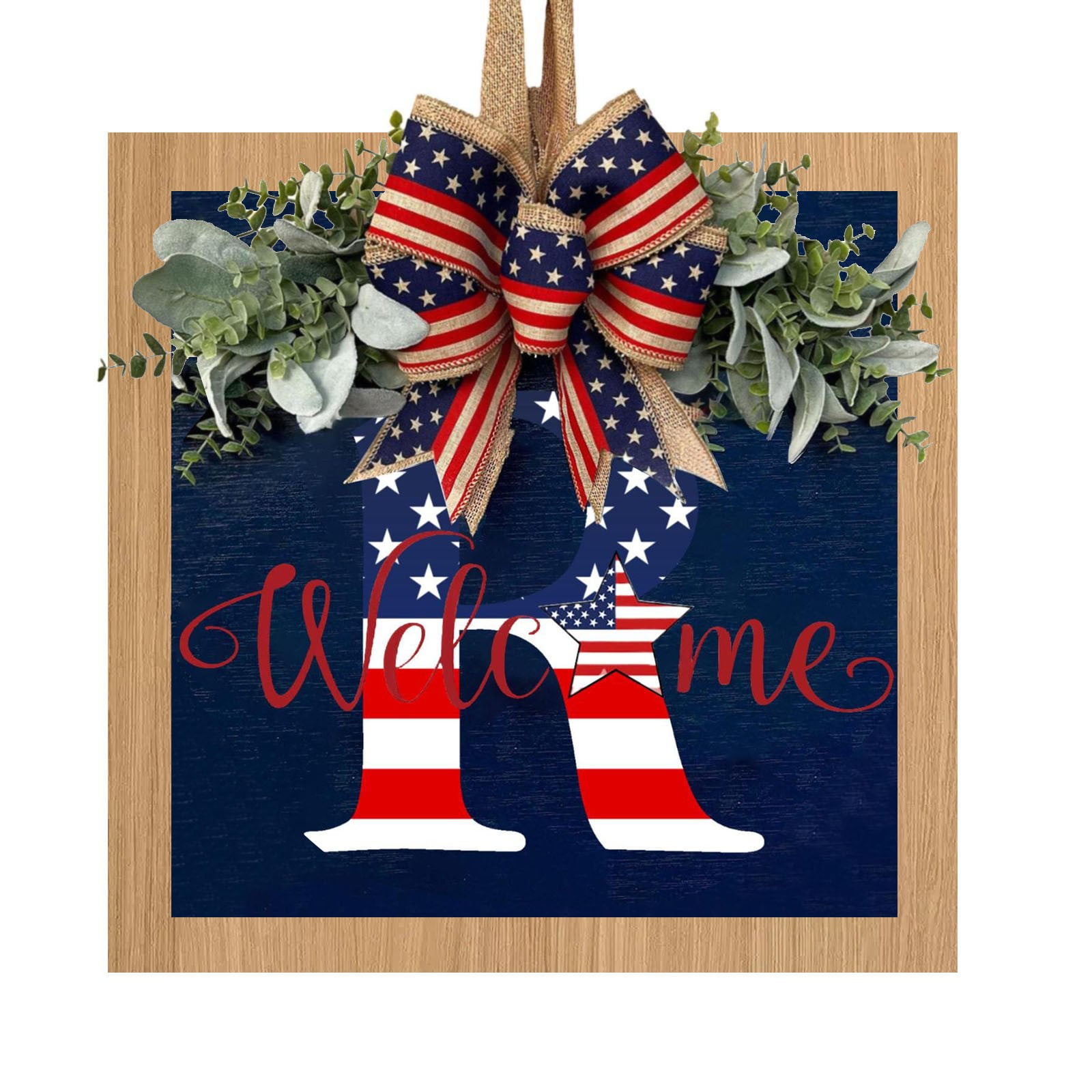 Red White and Blue Decor Patriotic American Hanging Sign 4th of July ...