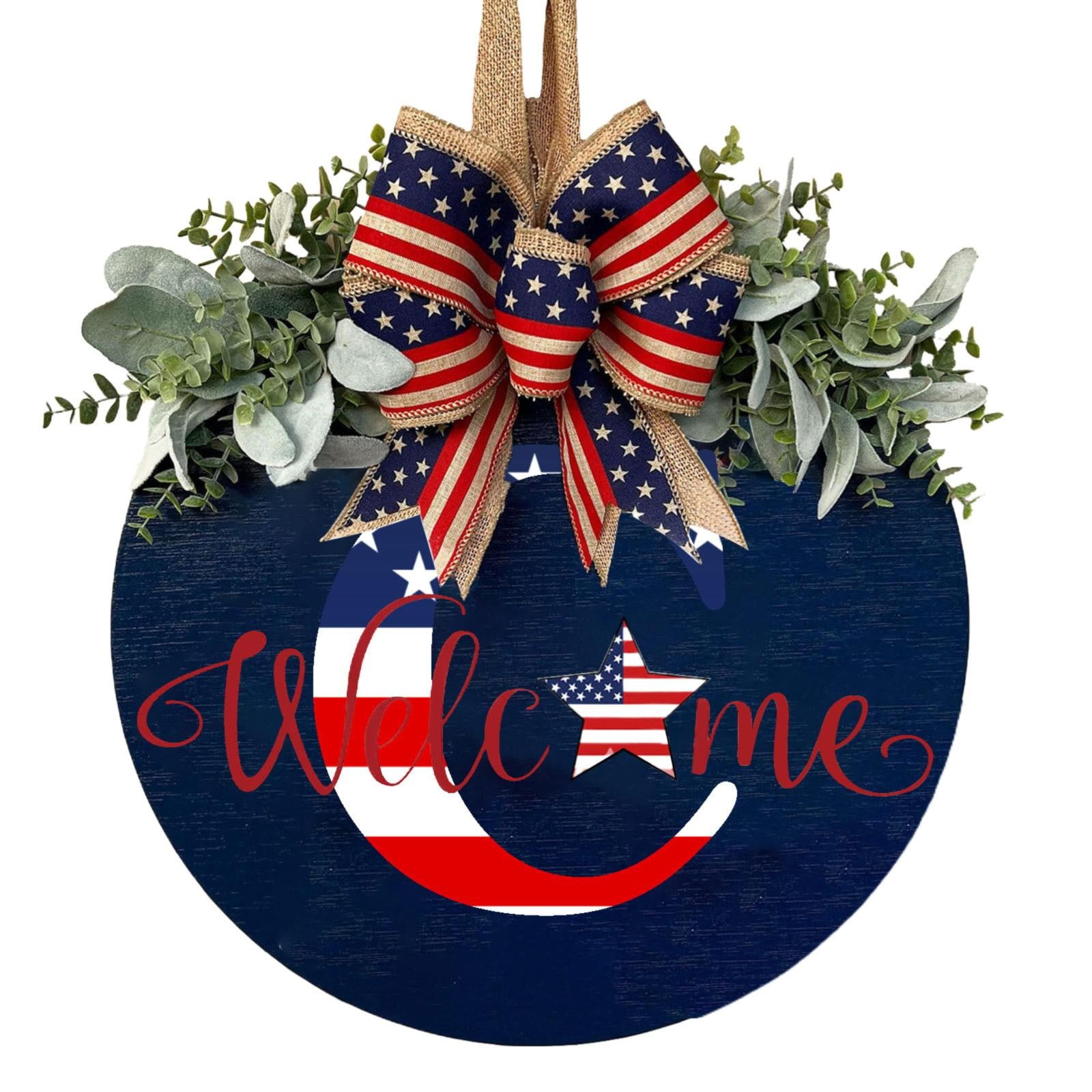 Red White and Blue Decor Welcome Home Sign, Seasonal Front Porch Door ...