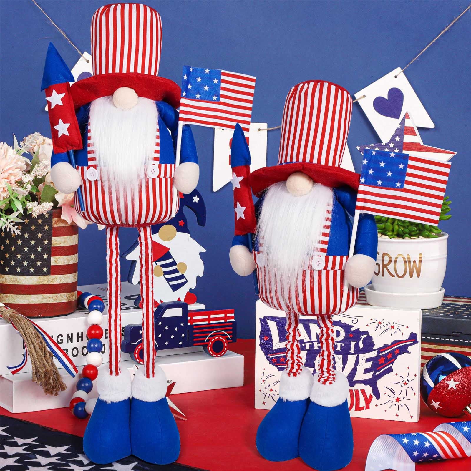 Red White Blue Decorations Independence Day Dwarf Doll Ornament Flag ...