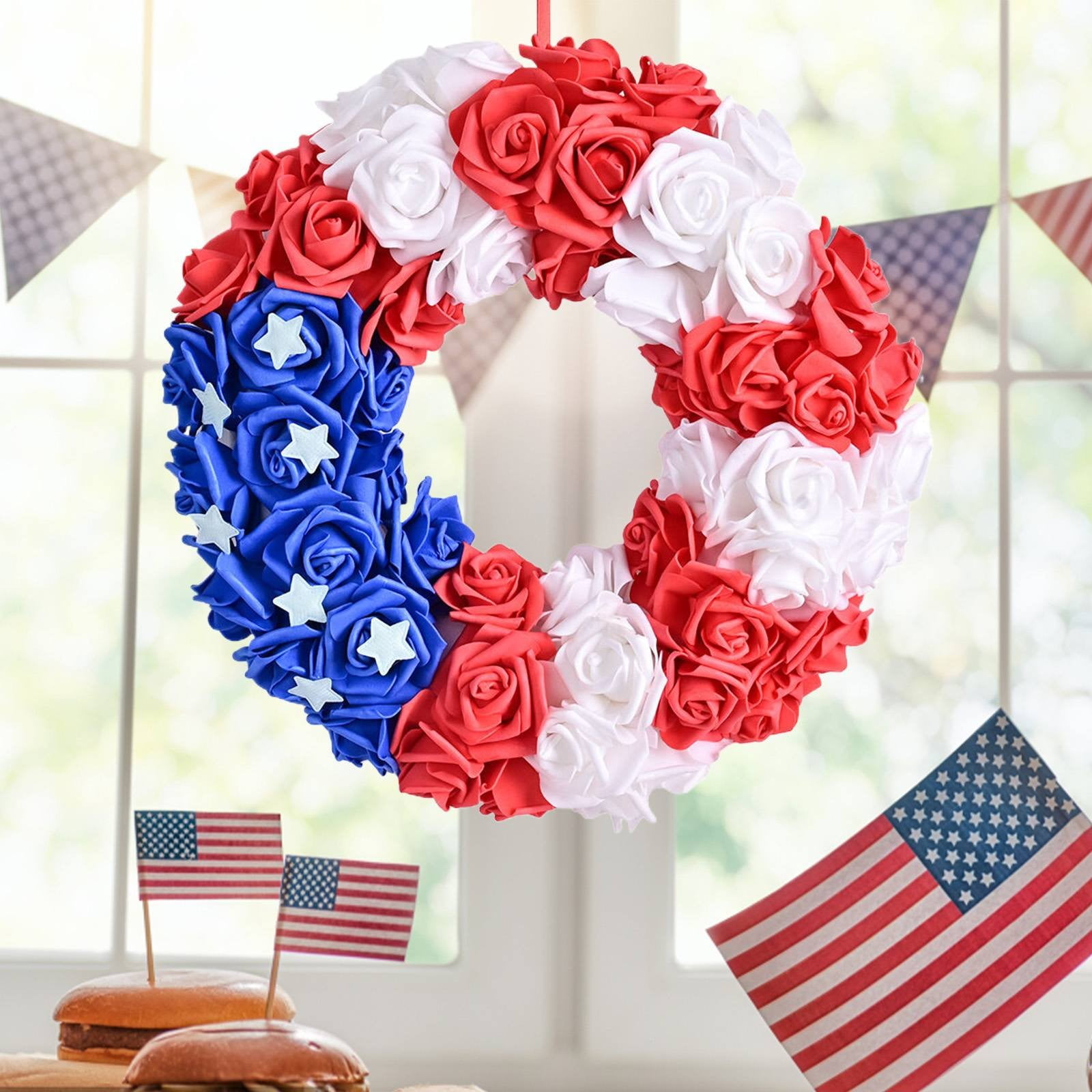 Red White And Blue Door Decorations,Memorial Day Sign,Crown Tree Topper ...