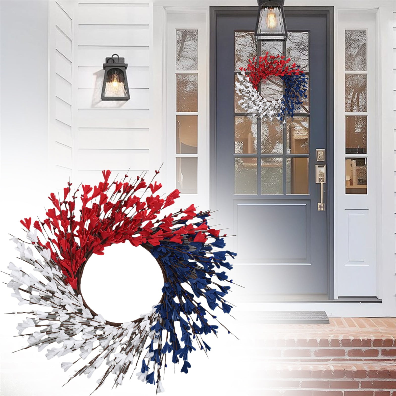 Red White And Blue Door Decorations,Memorial Day Sign,Crown Tree Topper ...