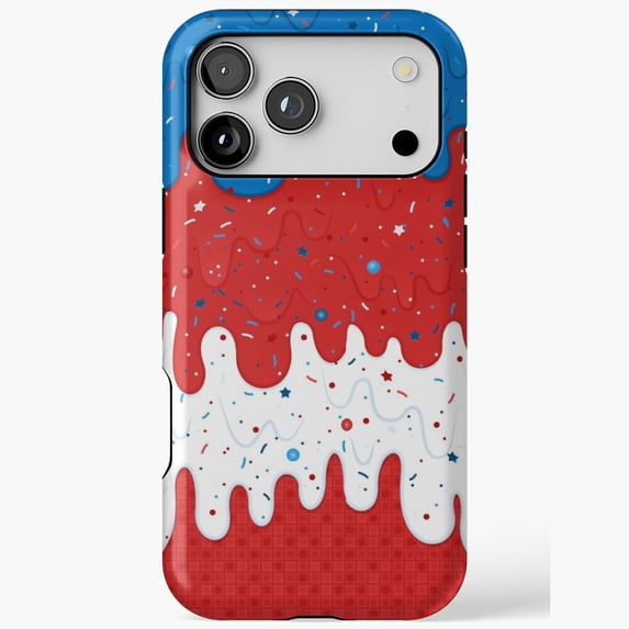 Red White Blue Dripping Ice Cream for iPhone Case 11 through 17 Pro Max ...