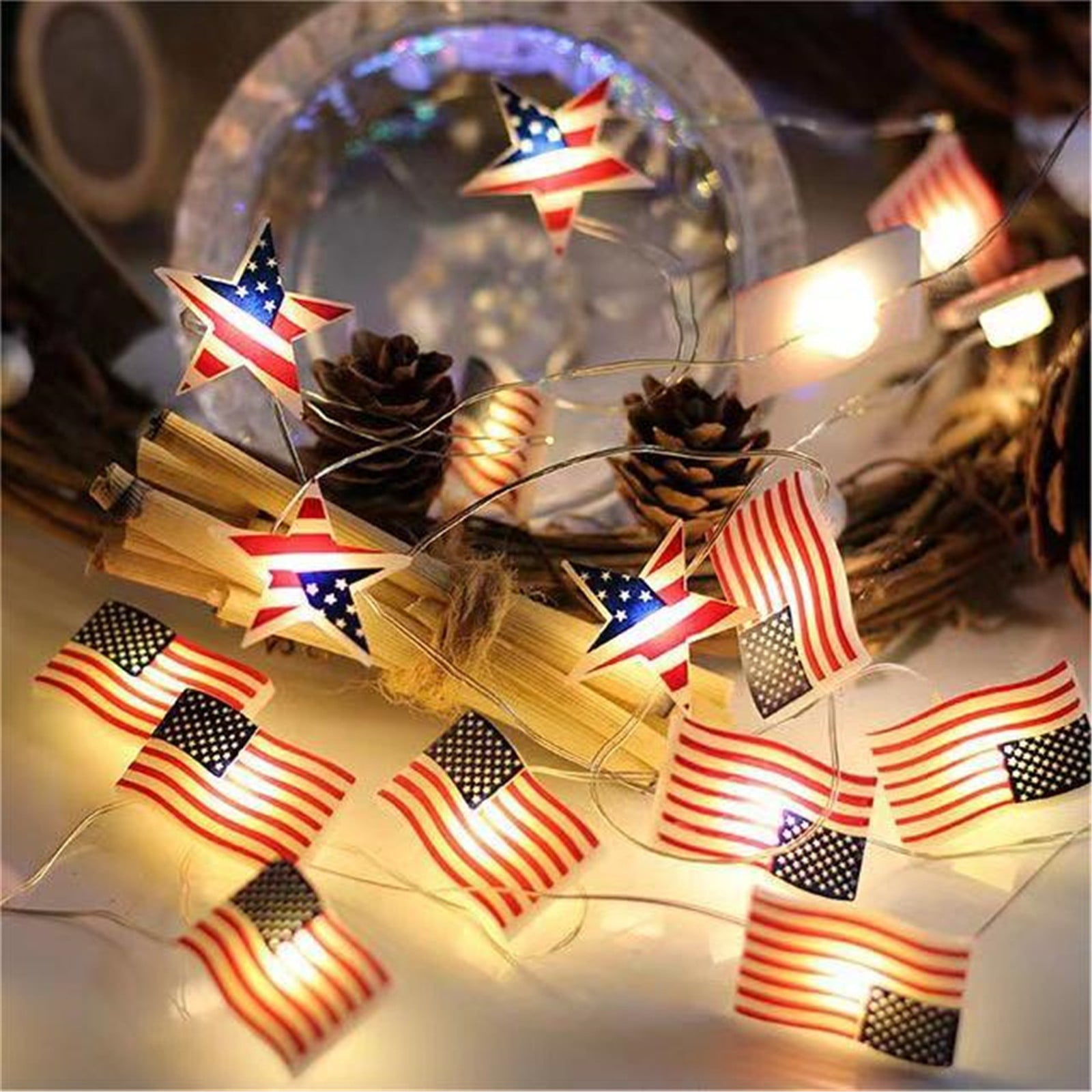 Red White and Blue Fairy Lights Battery Operated,July 4th Patriotic ...