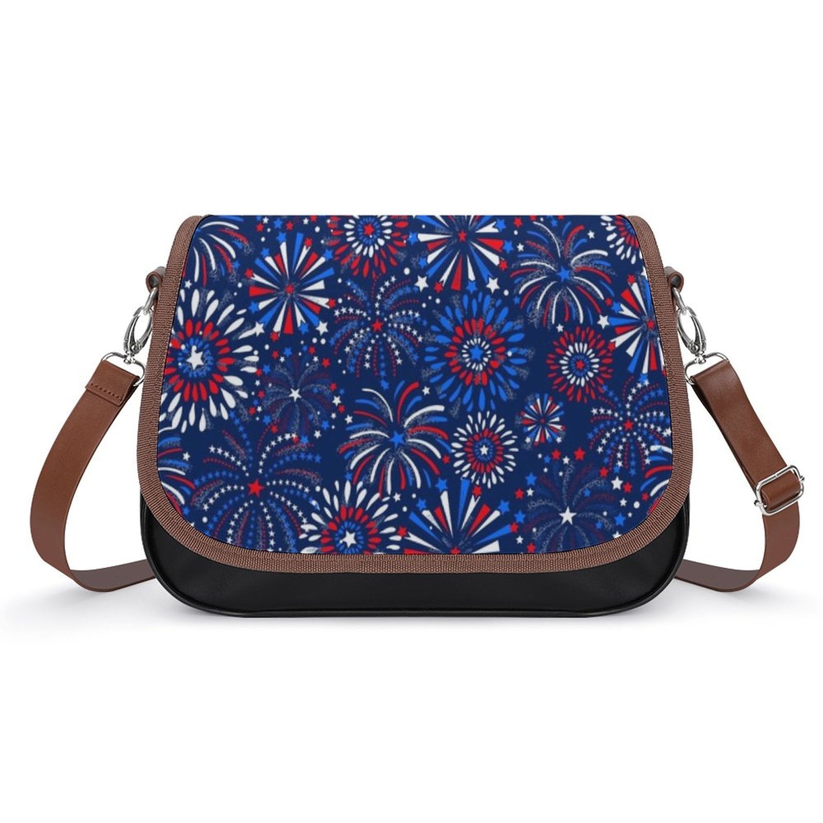 Red White & Blue Fireworks Vintage Crossbody Bag for Women Medium ...