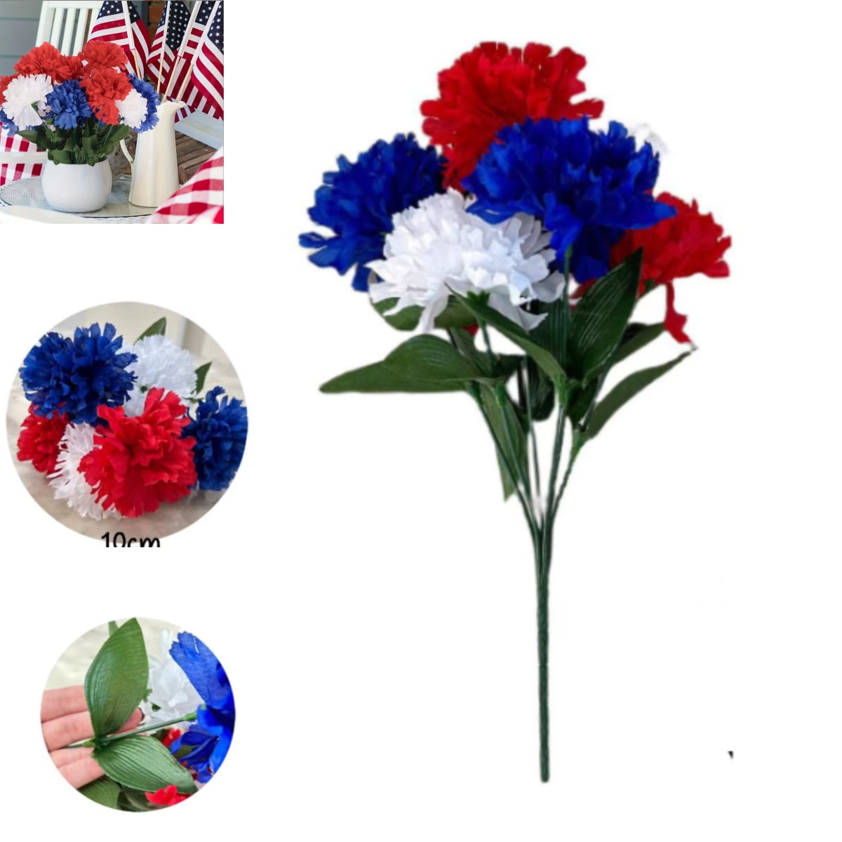 Red White and Blue Flowers,4th of July Patriotic Memorial Bouquet ...