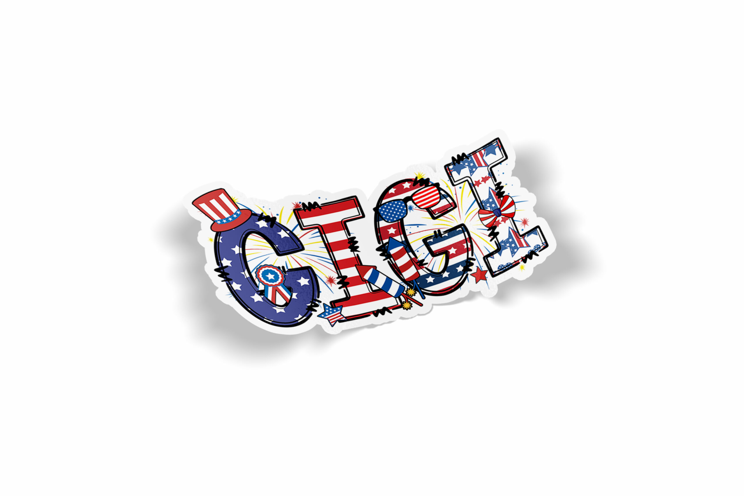 Red White Blue Gigi Waterproof Sticker - Walmart.com