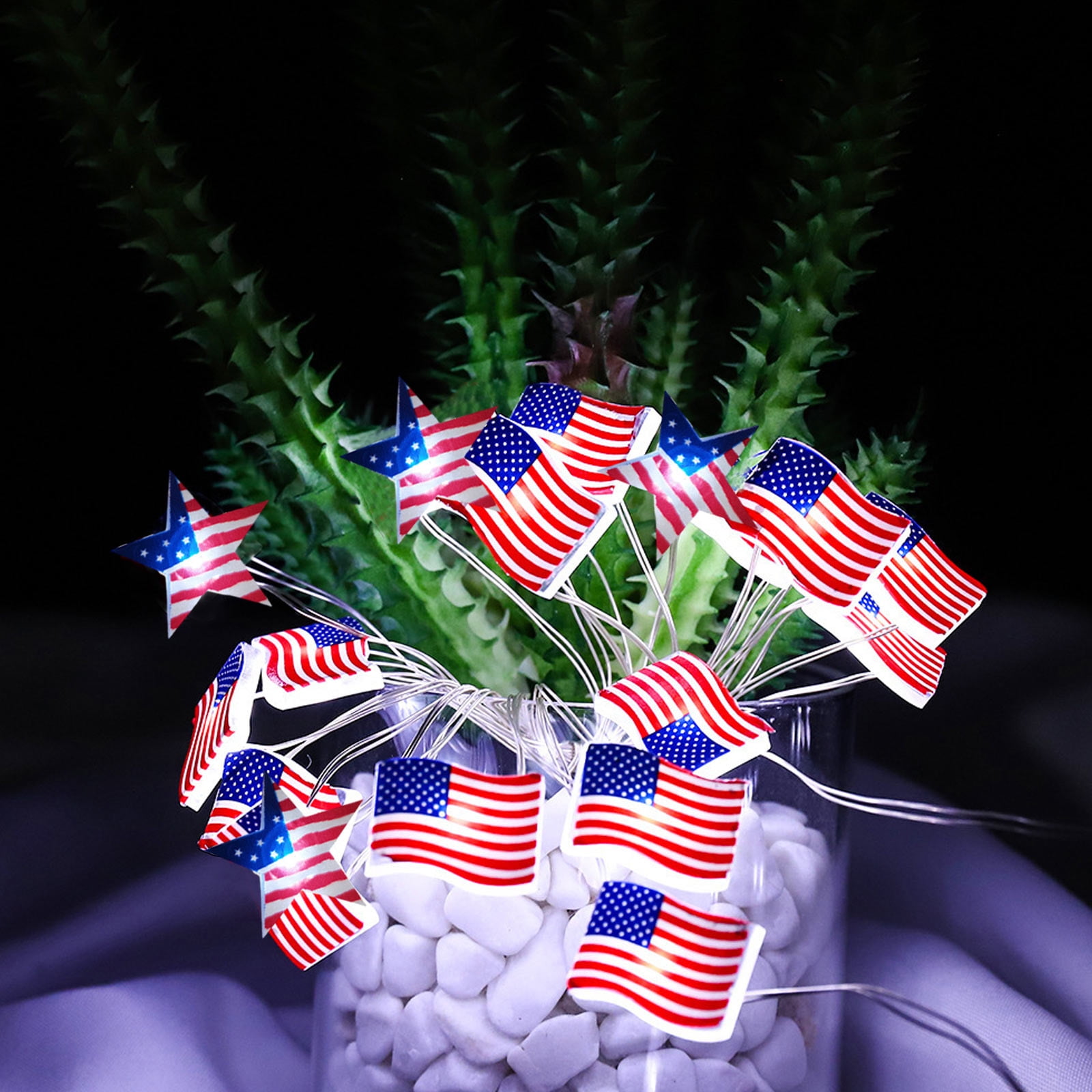 Red White Blue Lights,Led Mini Star Lights for Memorial Day Decorations ...