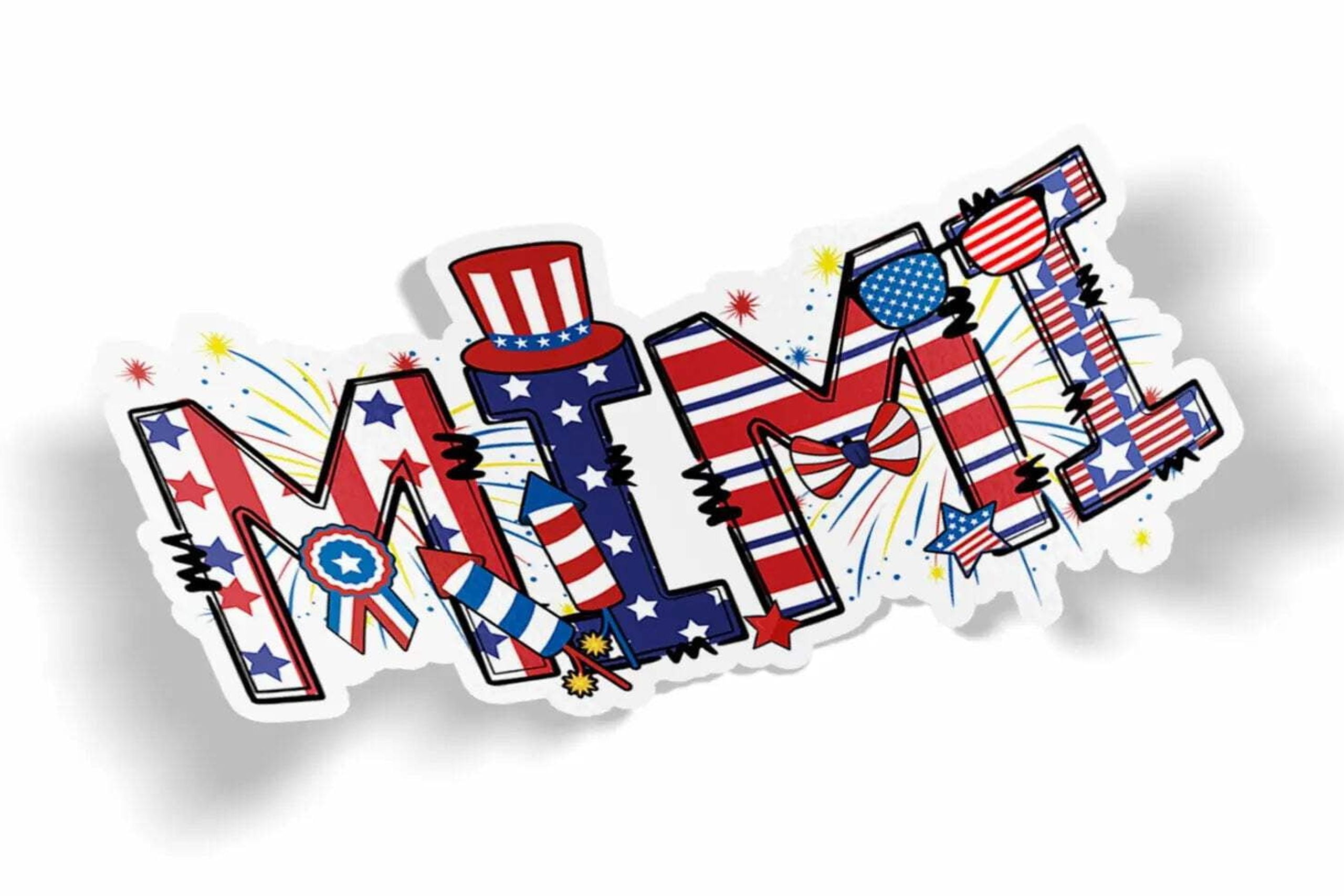 Red White Blue Mimi Waterproof Sticker - Walmart.com