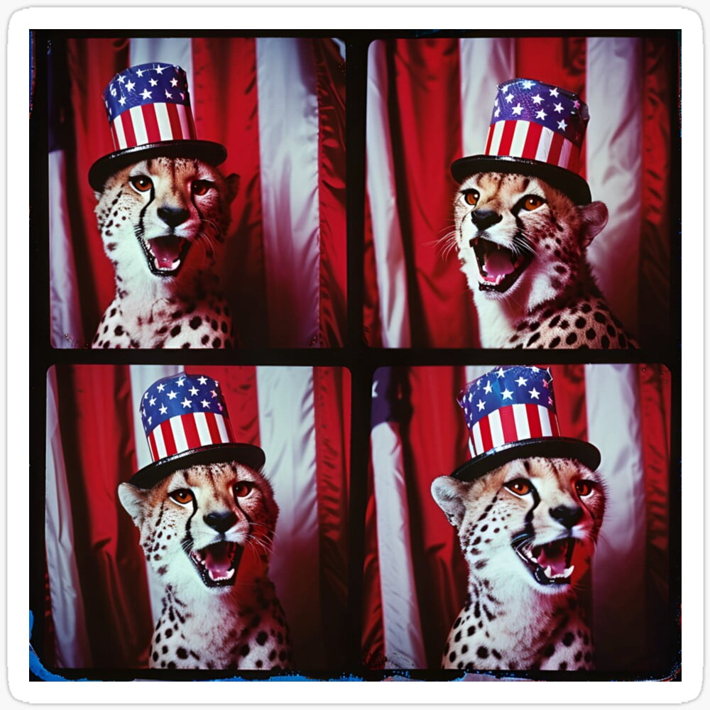Red White And Blue Patriotic Cheetah Photobooth Stickerphone Decal ...