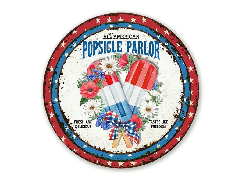 Red White and Blue Popsicle Wreath Sign Patriotic Popsicle Parlor Metal ...
