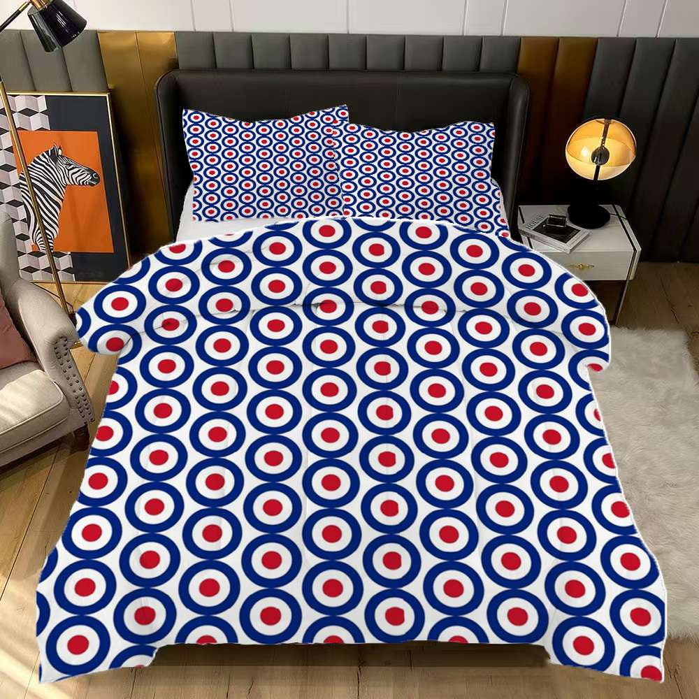 Red White Blue Round Comforter Set Full Size Bedding Set For Travl ...