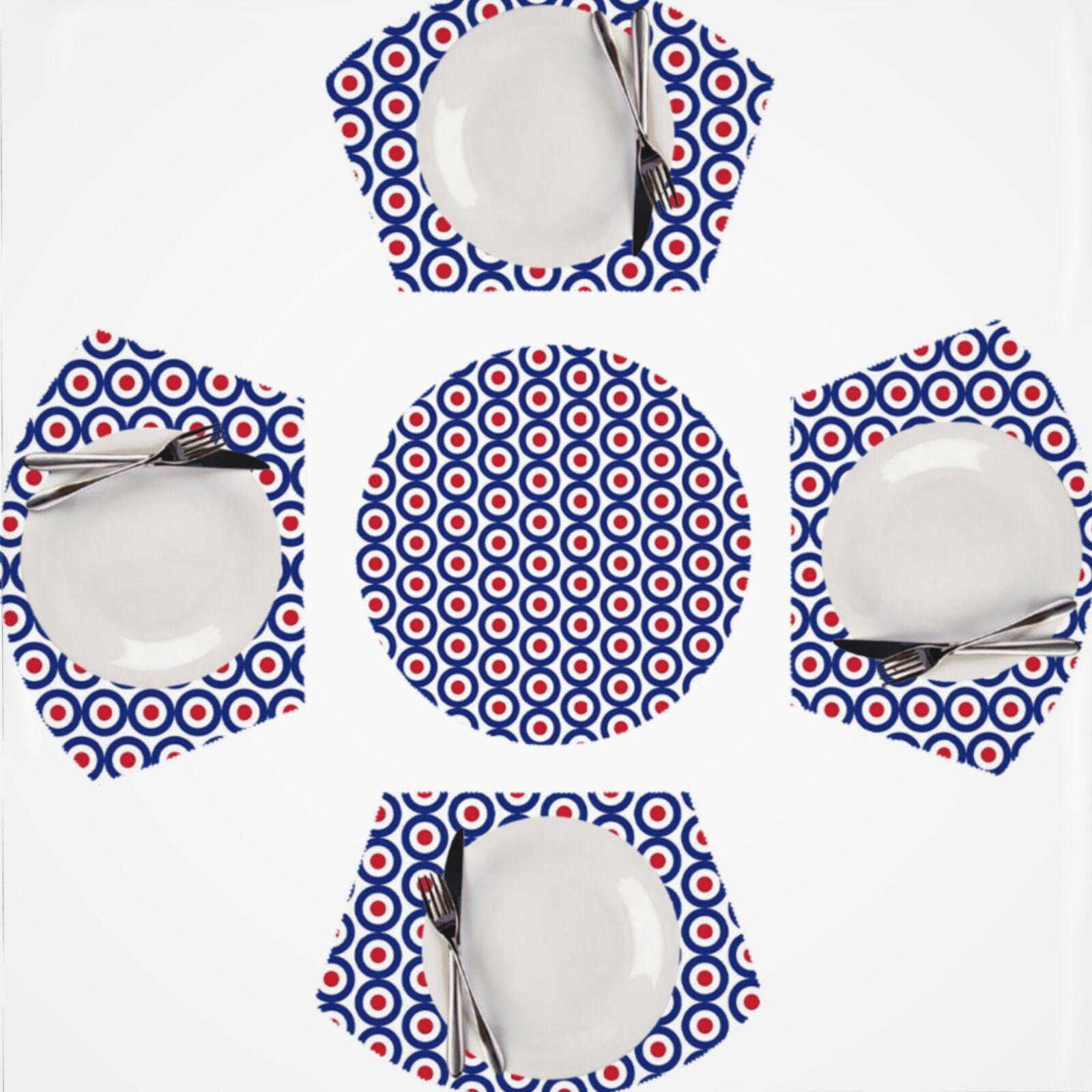 Red White Blue Round Round Table Placemats Set Of 5 Wedge Table Mats ...