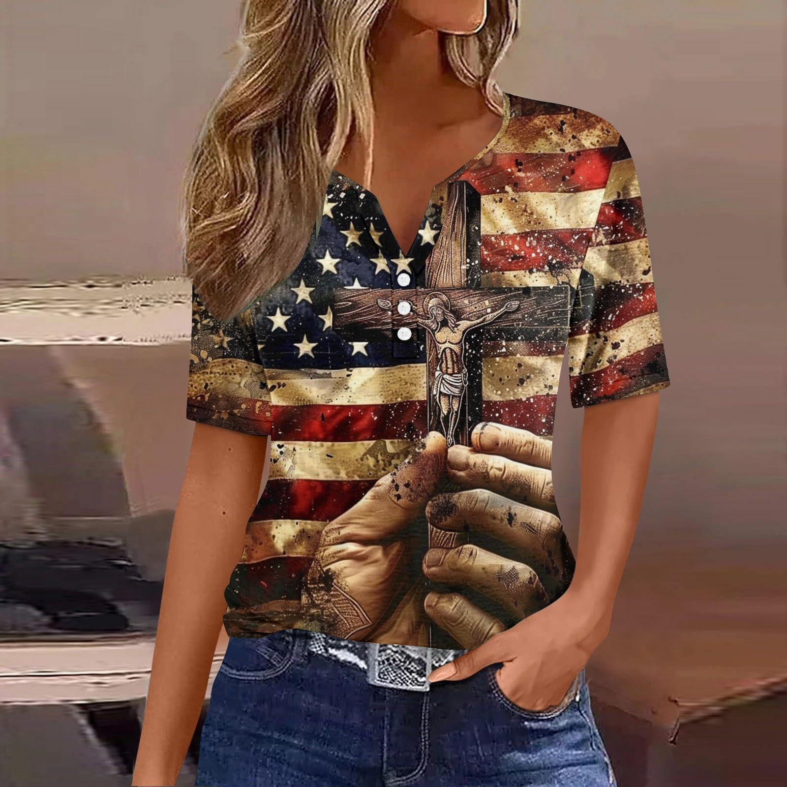 Red White and Blue Shirt 4th of July Shirt Women Memorial Day Shirts ...