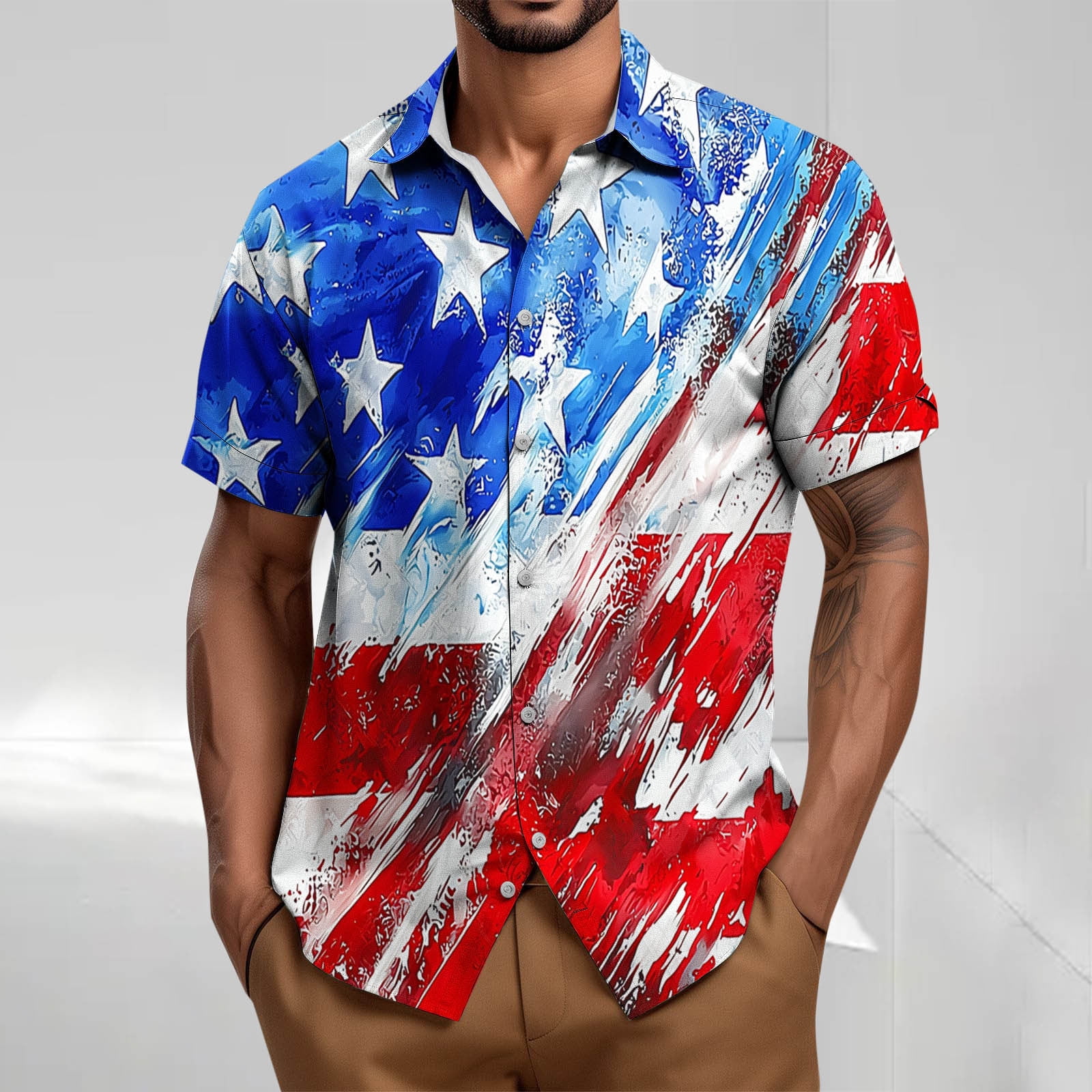 Red White and Blue Shirt Men Independence Day Shirt Men Fourth of July ...