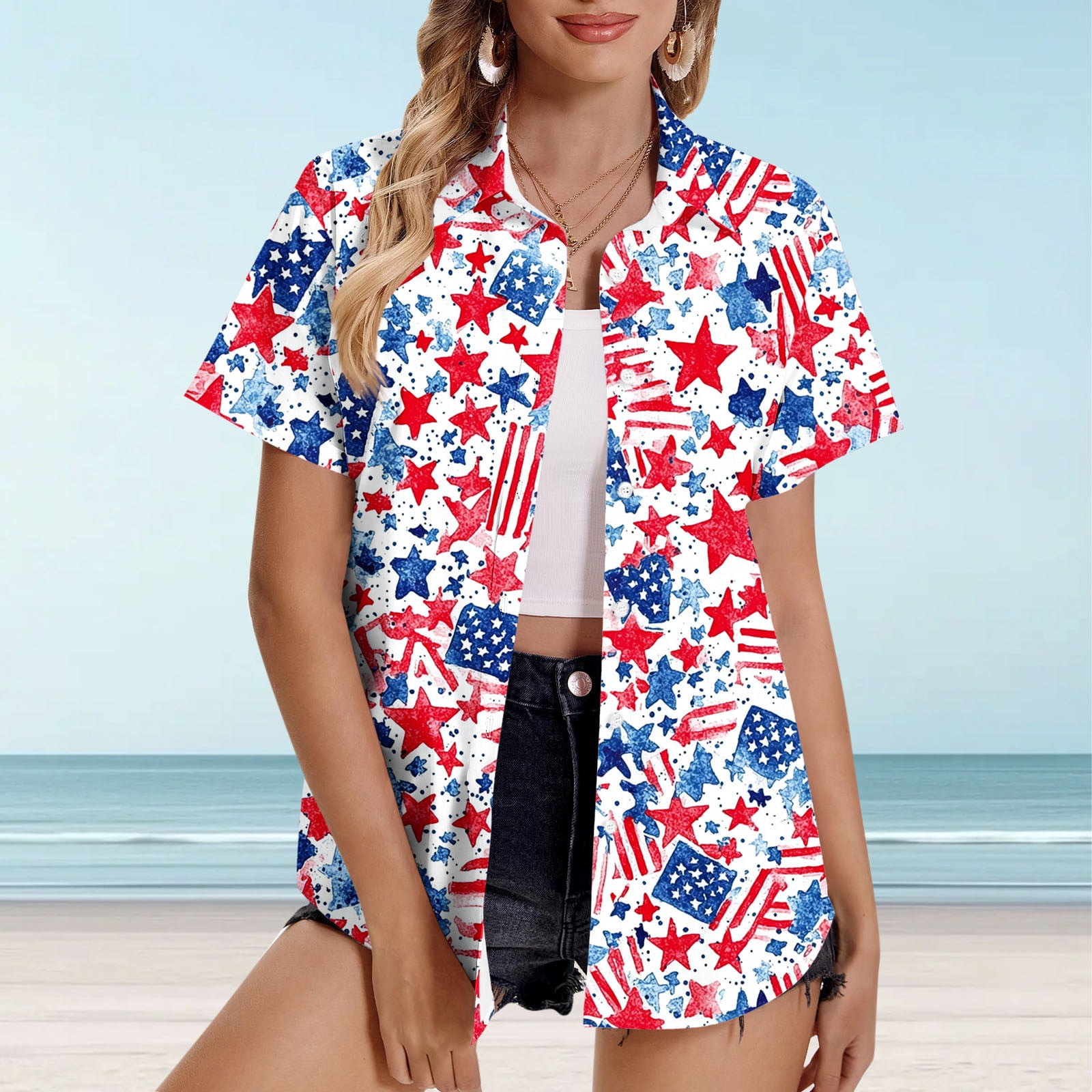 Red White and Blue Shirt Women 4th of July Shirt Women Blouse Women ...