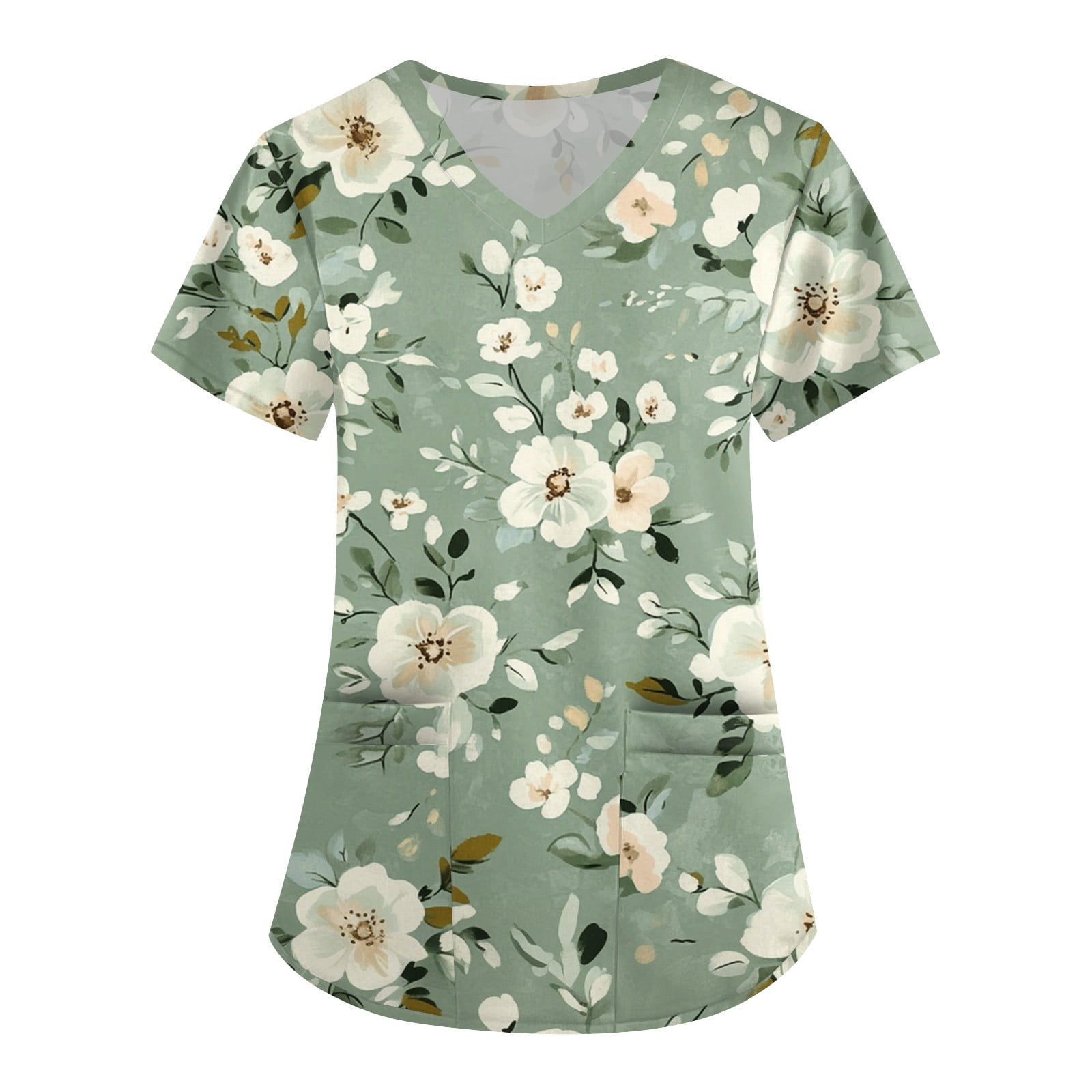 Floral Scrubs For Women, Scrubs Floral V Neck Short Sleeve Plus Size ...