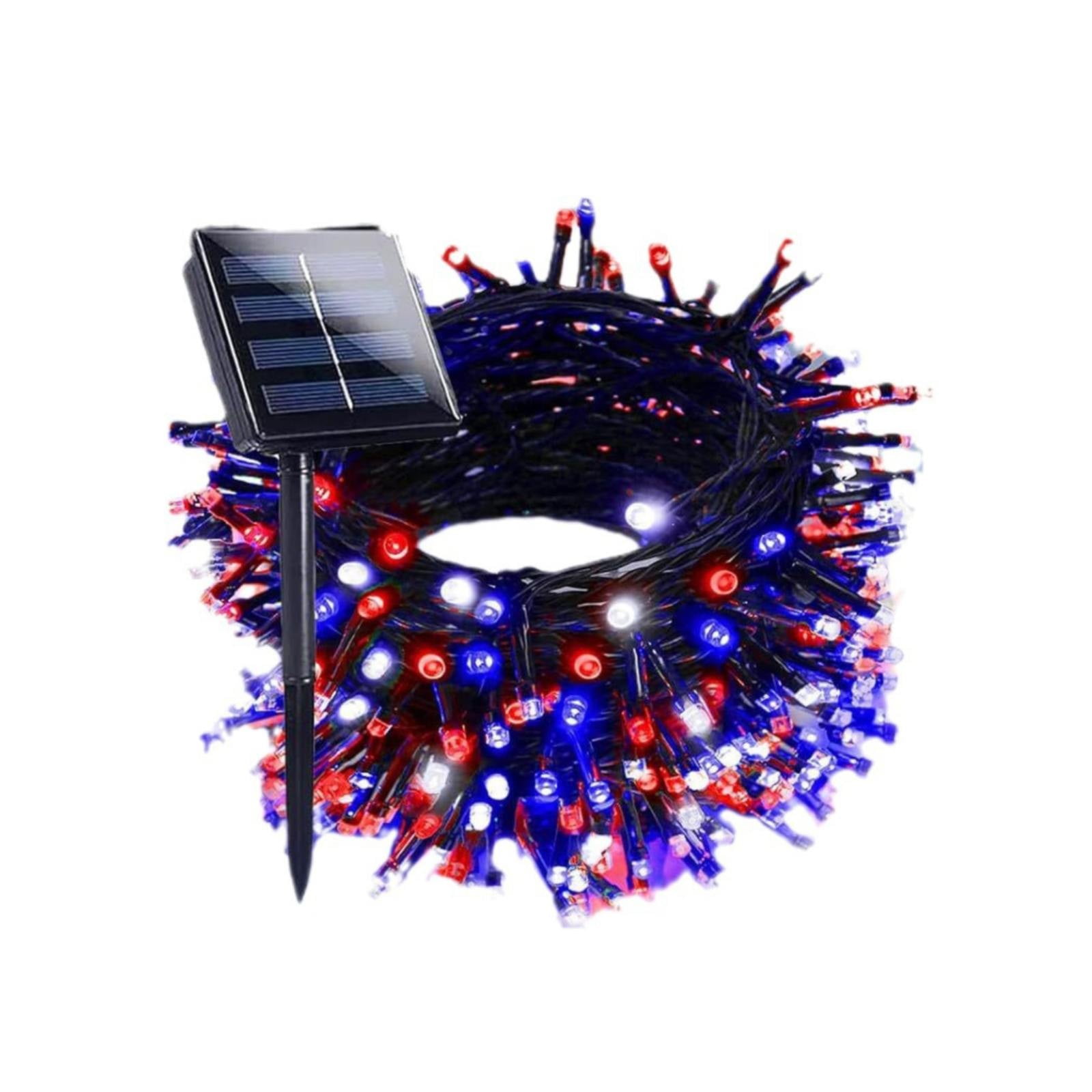 Red White and Blue Solar String Lights Outdoor 400LED 132FT Solar ...