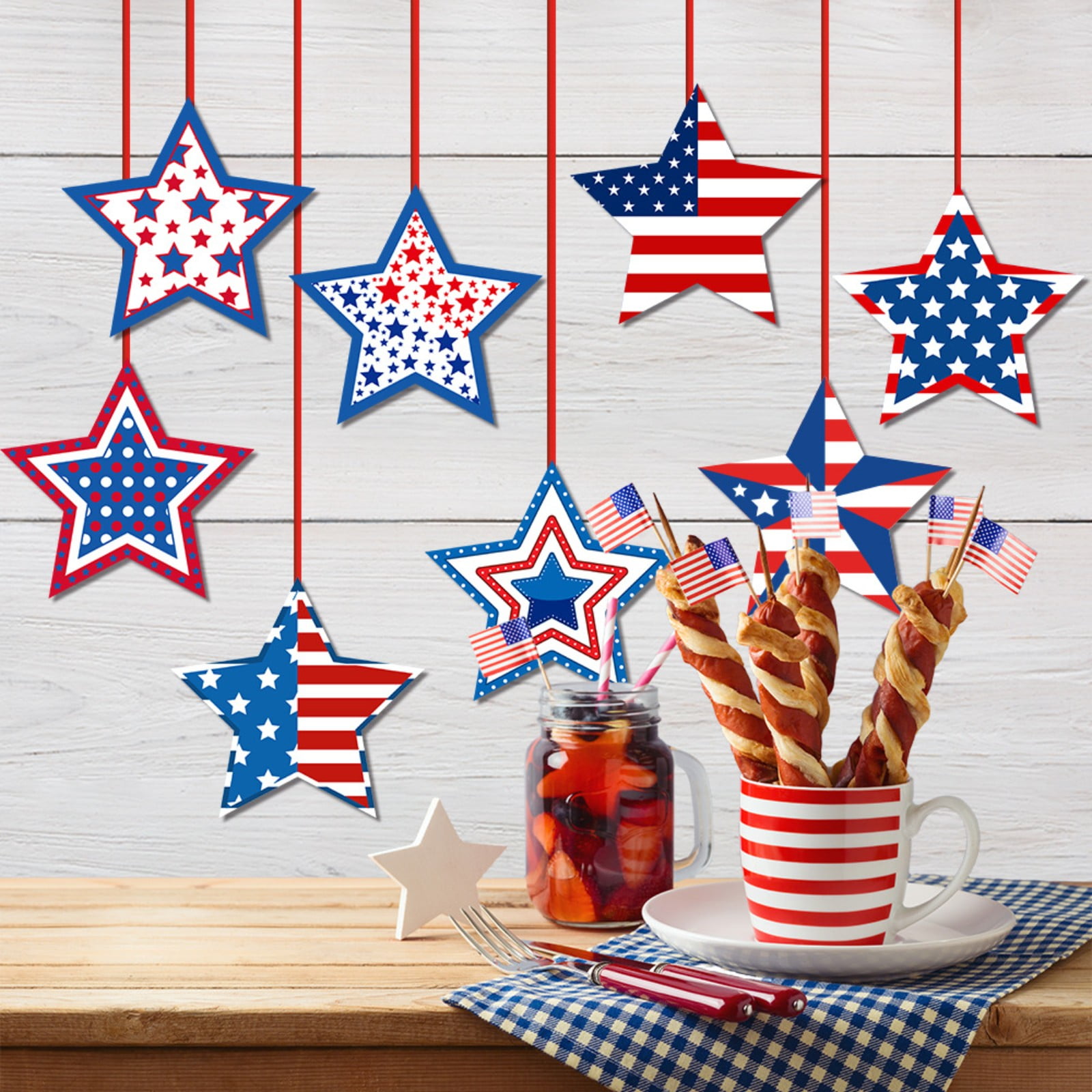Red White Blue Star 4th of July Decorations 8/24Pcs 4th of July Hanging ...