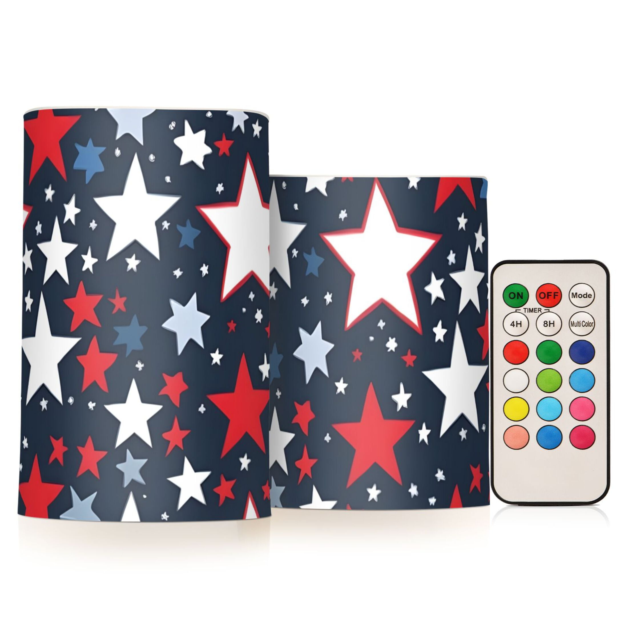 Red White Blue Stars Flameless Candles with Remote Timer LED Battery ...