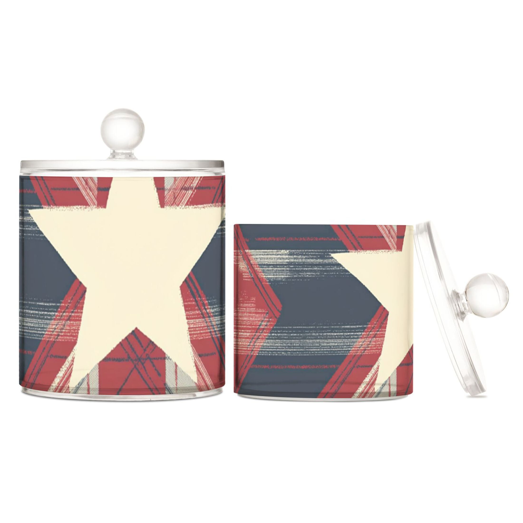 Red White Blue Stripes and Stars Translucent Plastic Cans Storage ...